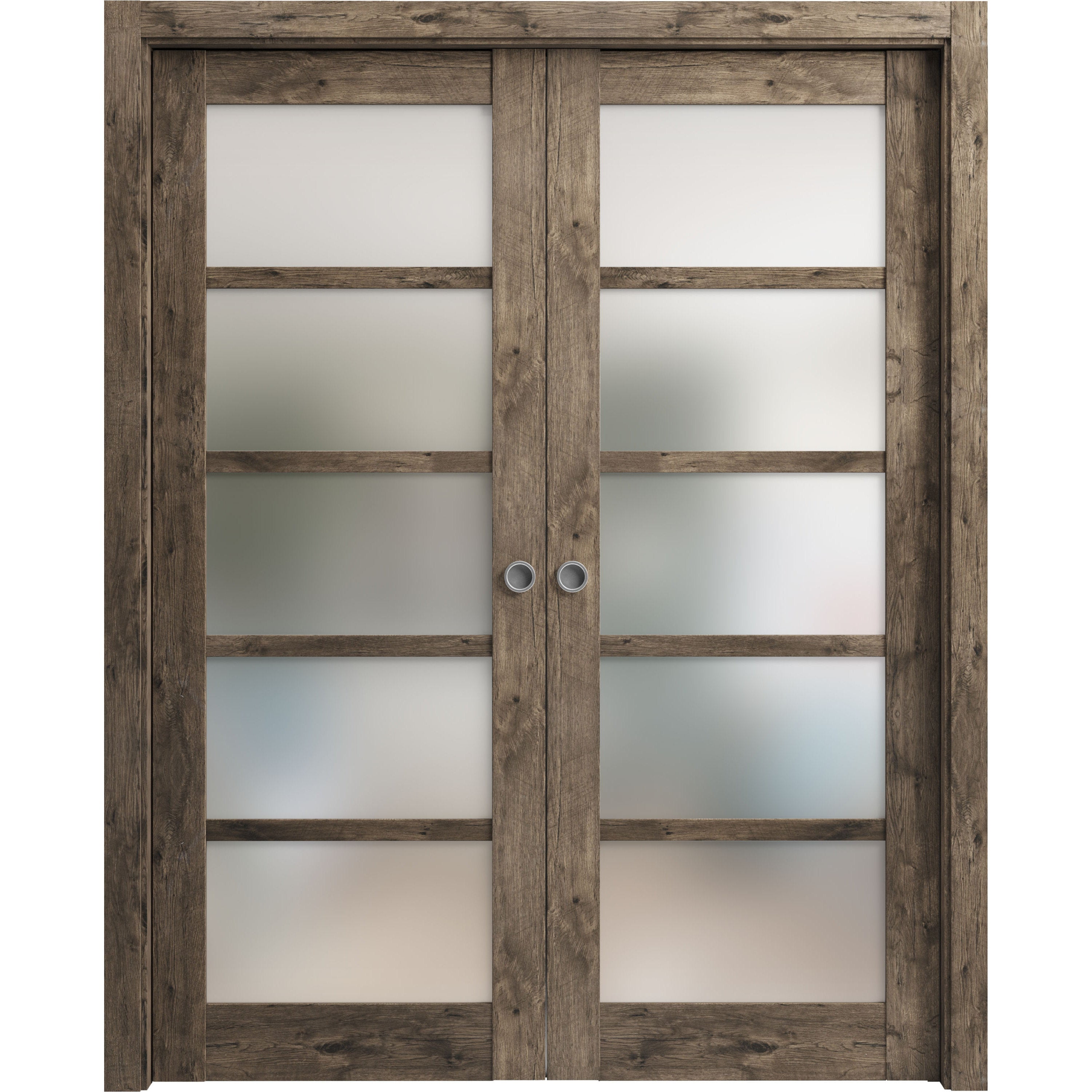 Sliding French Double Pocket Doors Frosted Glass | Quadro 4002 Cognac ...