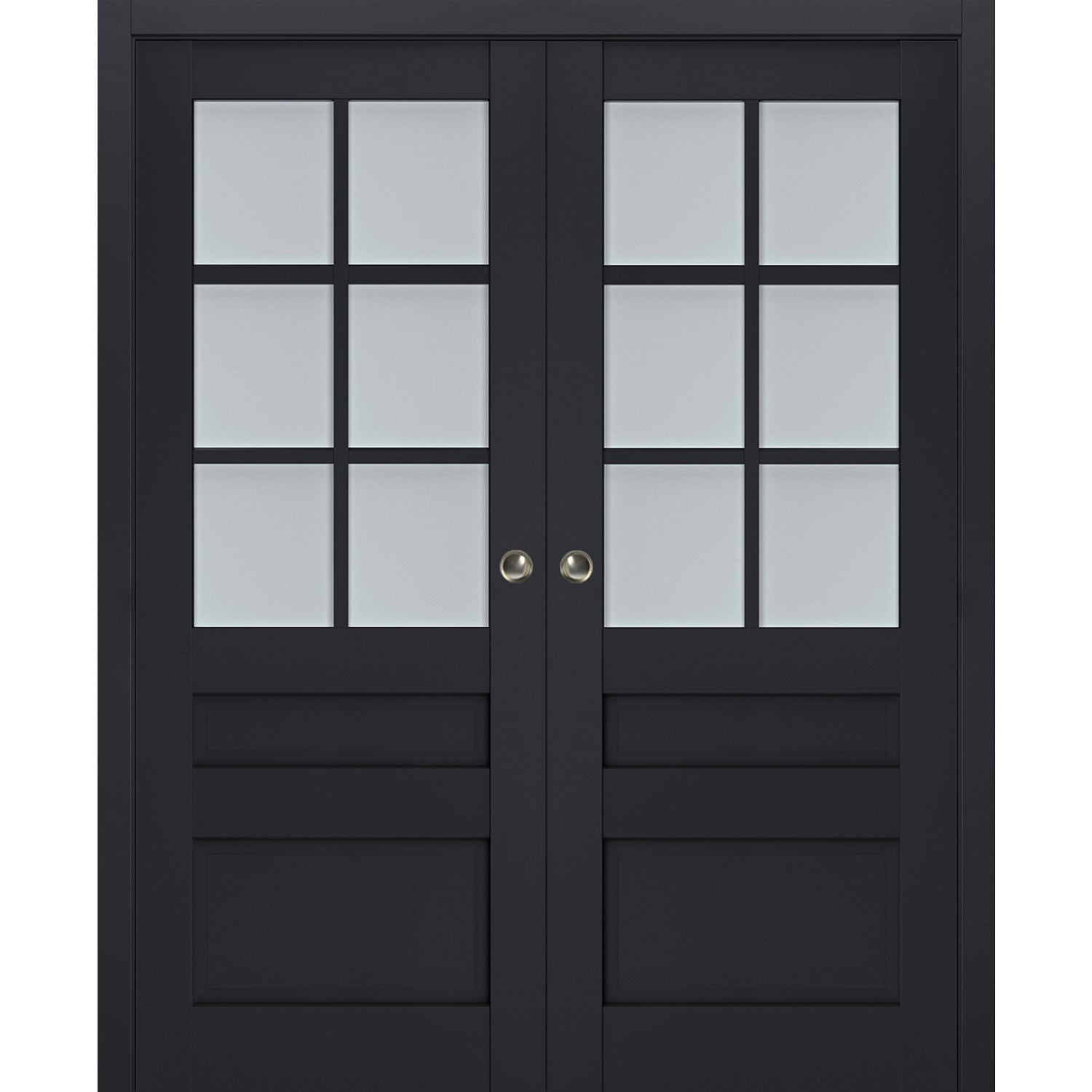 Sliding French Double Pocket Doors with Frosted Glass | Veregio 7339 ...