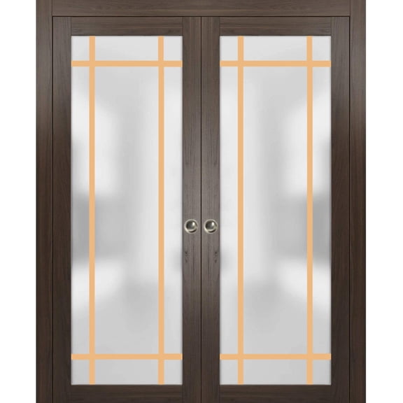 Sliding French Double Pocket Doors 48 x 80 inches Frosted Glass 3 Lites ...