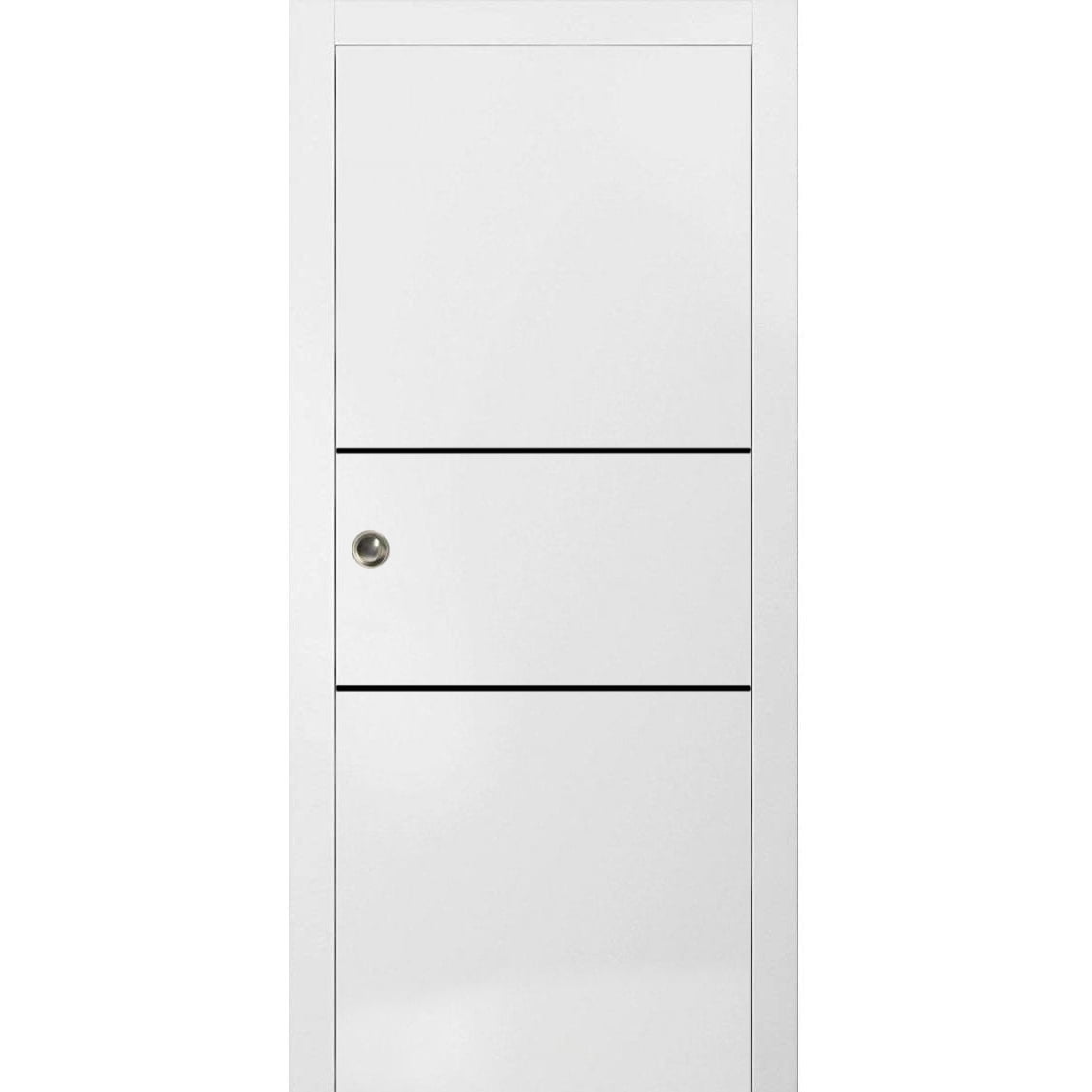 Sliding French Pocket Door 18 x 80 inches with | Planum 0014 White Silk ...
