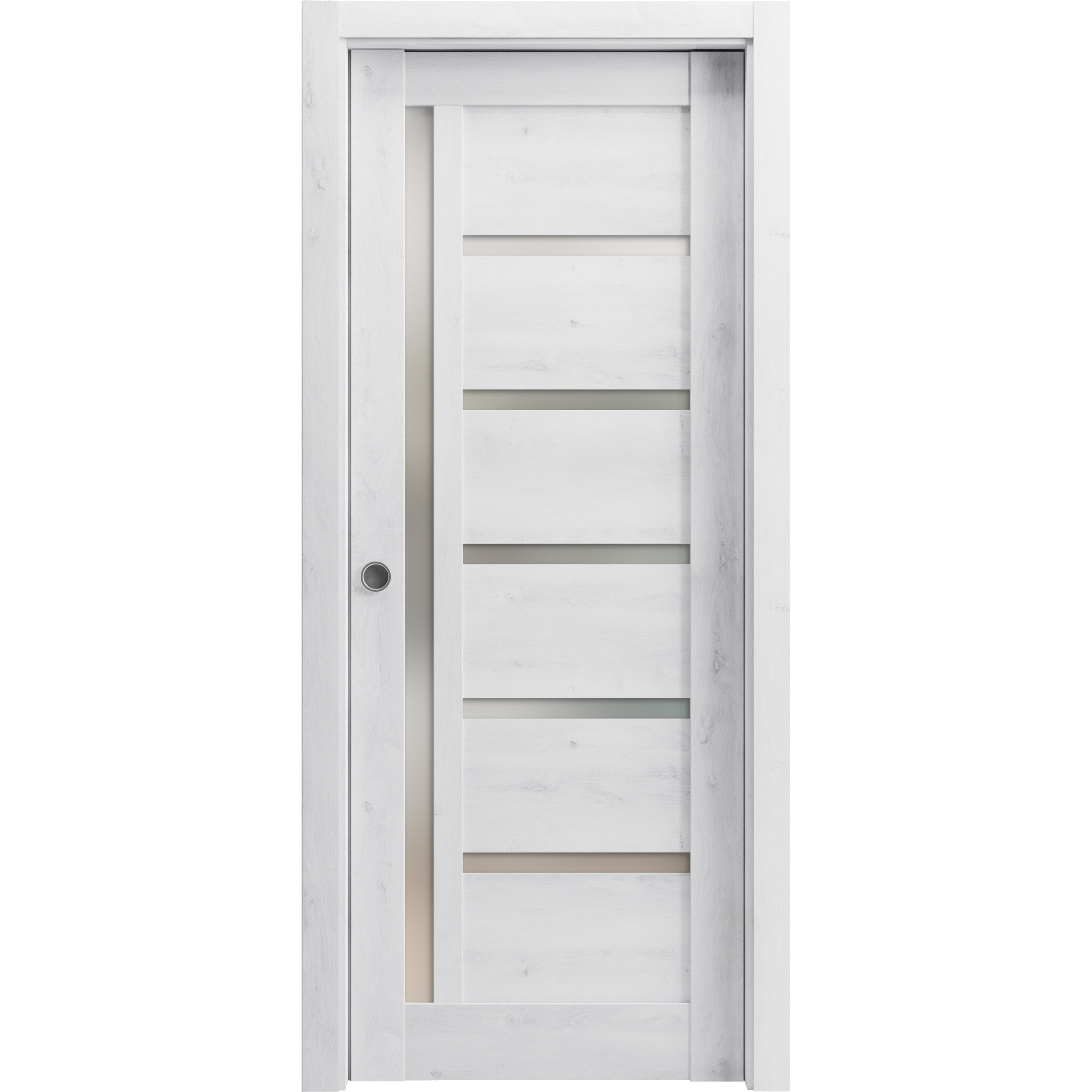 Sliding French Pocket Door 18 x 80 inches | Quadro 4088 Nordic White ...