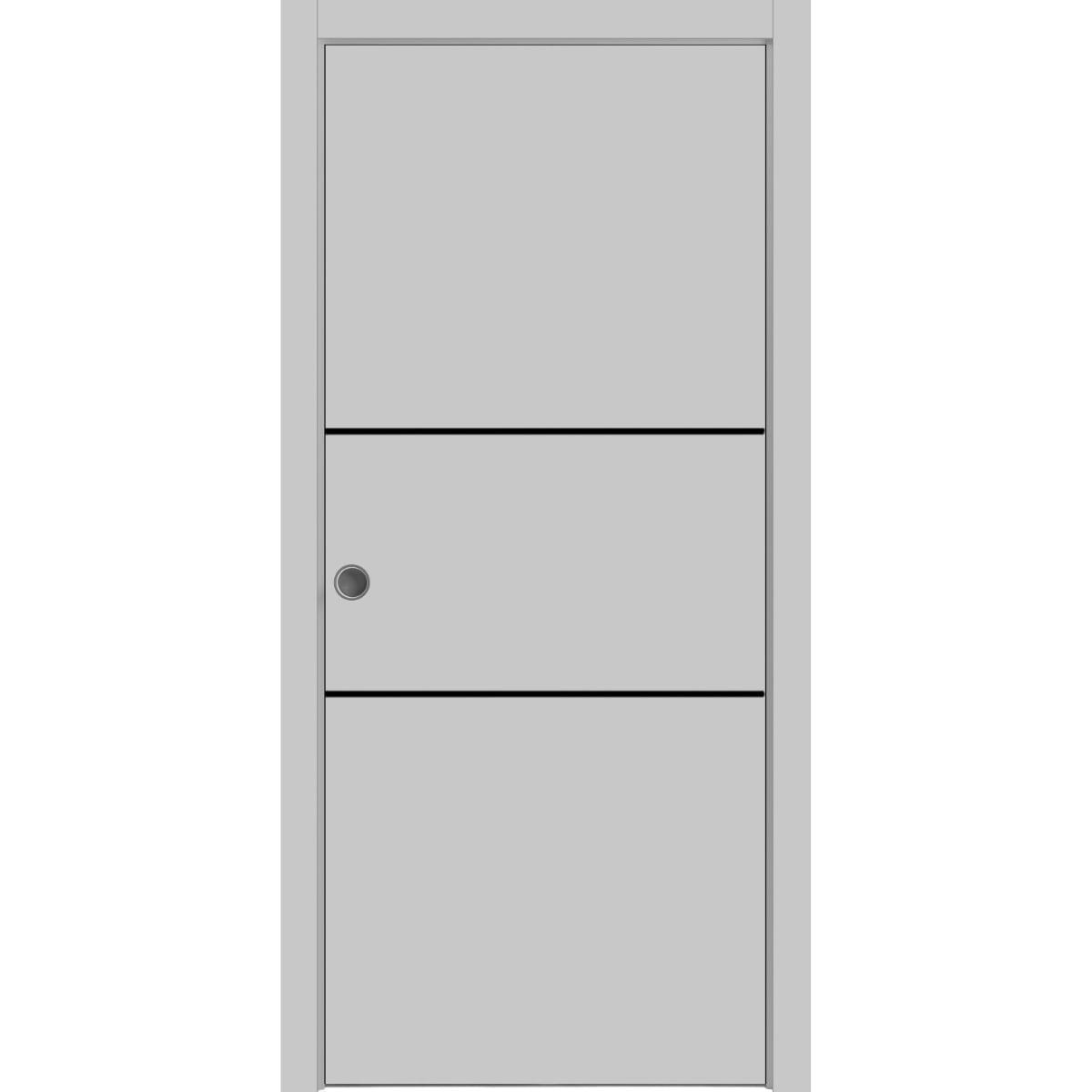 Sliding French Pocket Door 24 x 84 inches with | Planum 0014 Grey Ash ...