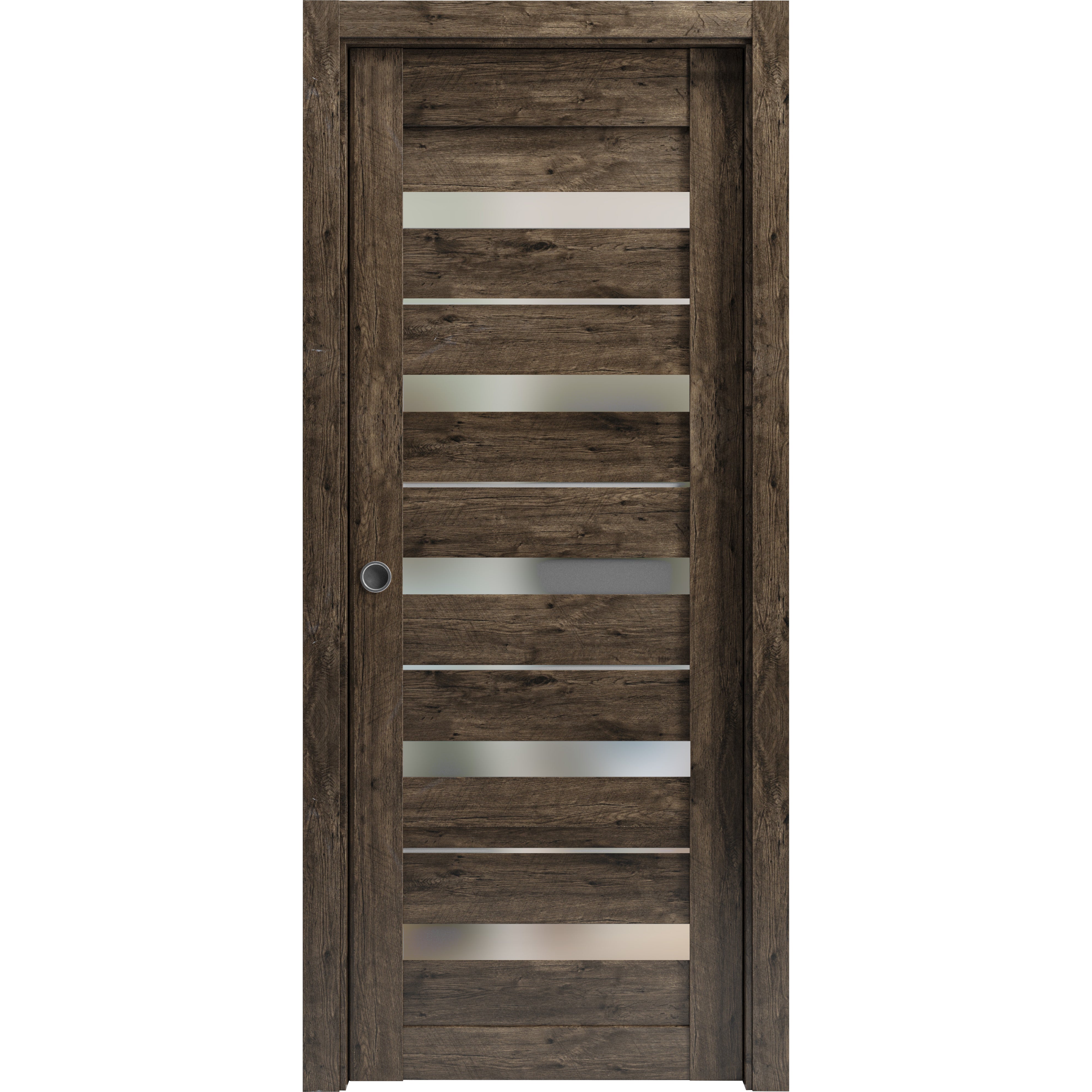 Sliding French Pocket Door 24 x 96 inches | Quadro 4445 Cognac Oak with ...