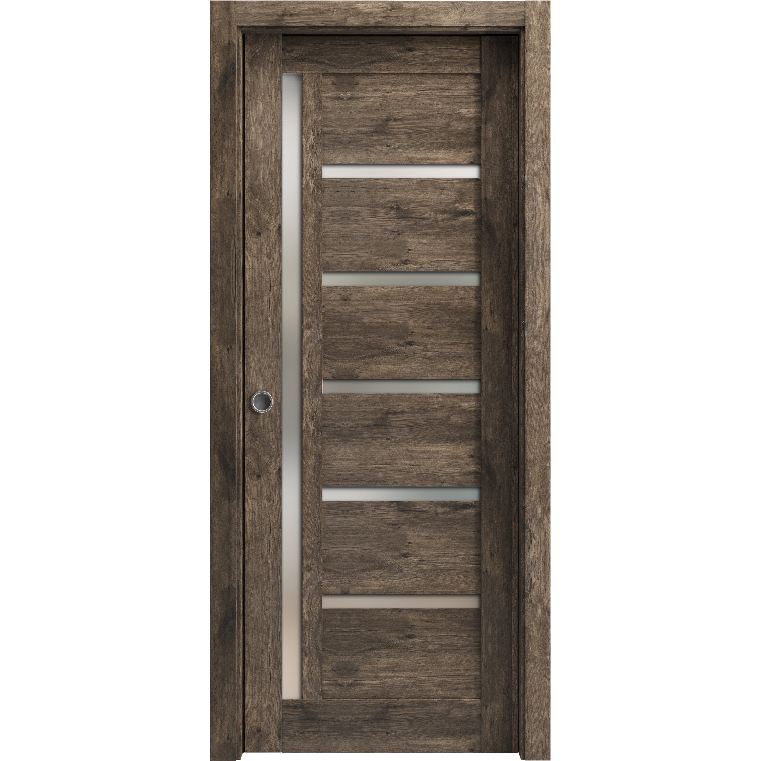 Sliding French Pocket Door 28 x 80 inches | Quadro 4088 Cognac Oak with ...