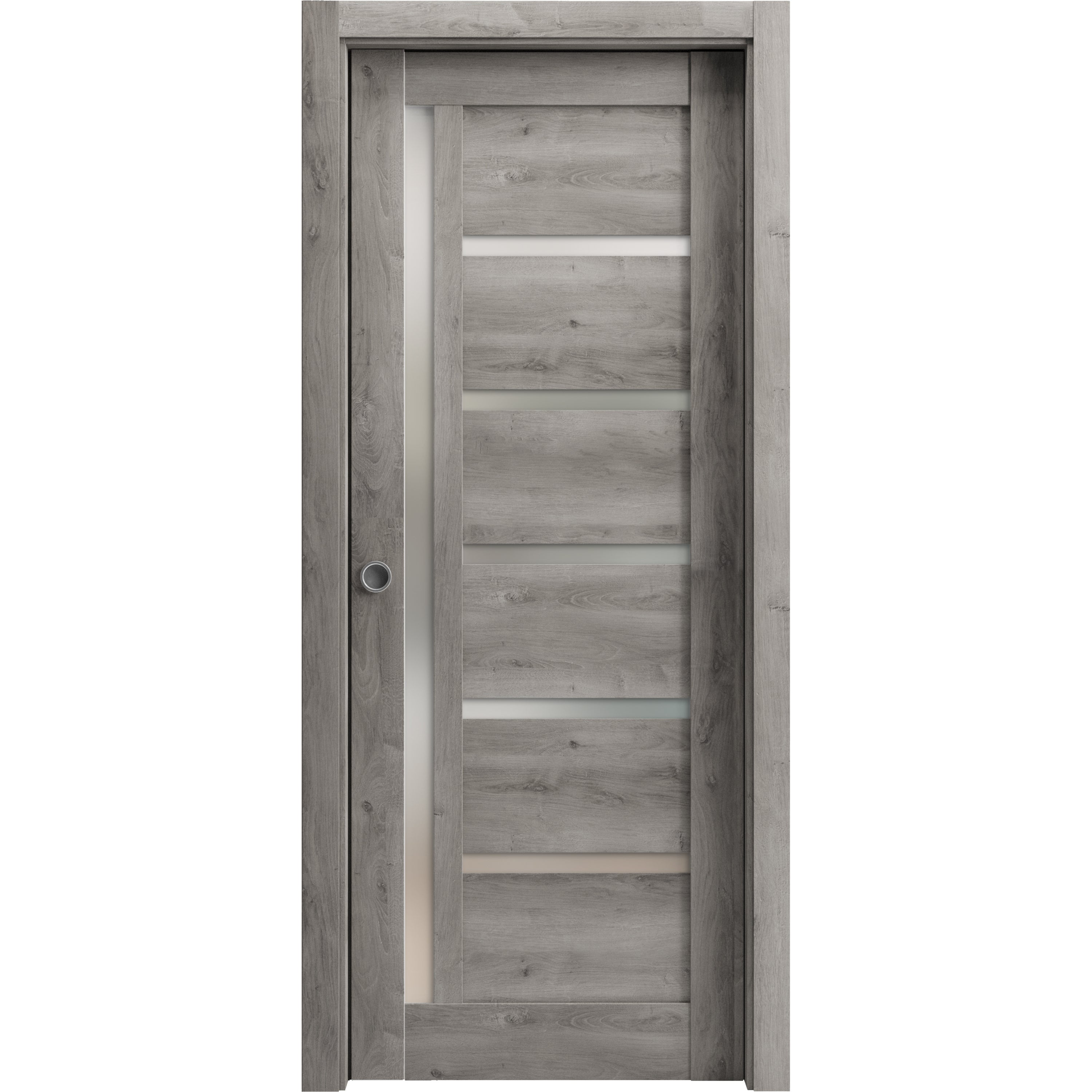 Sliding French Pocket Door 30 x 80 inches | Quadro 4088 Nebraska Grey ...