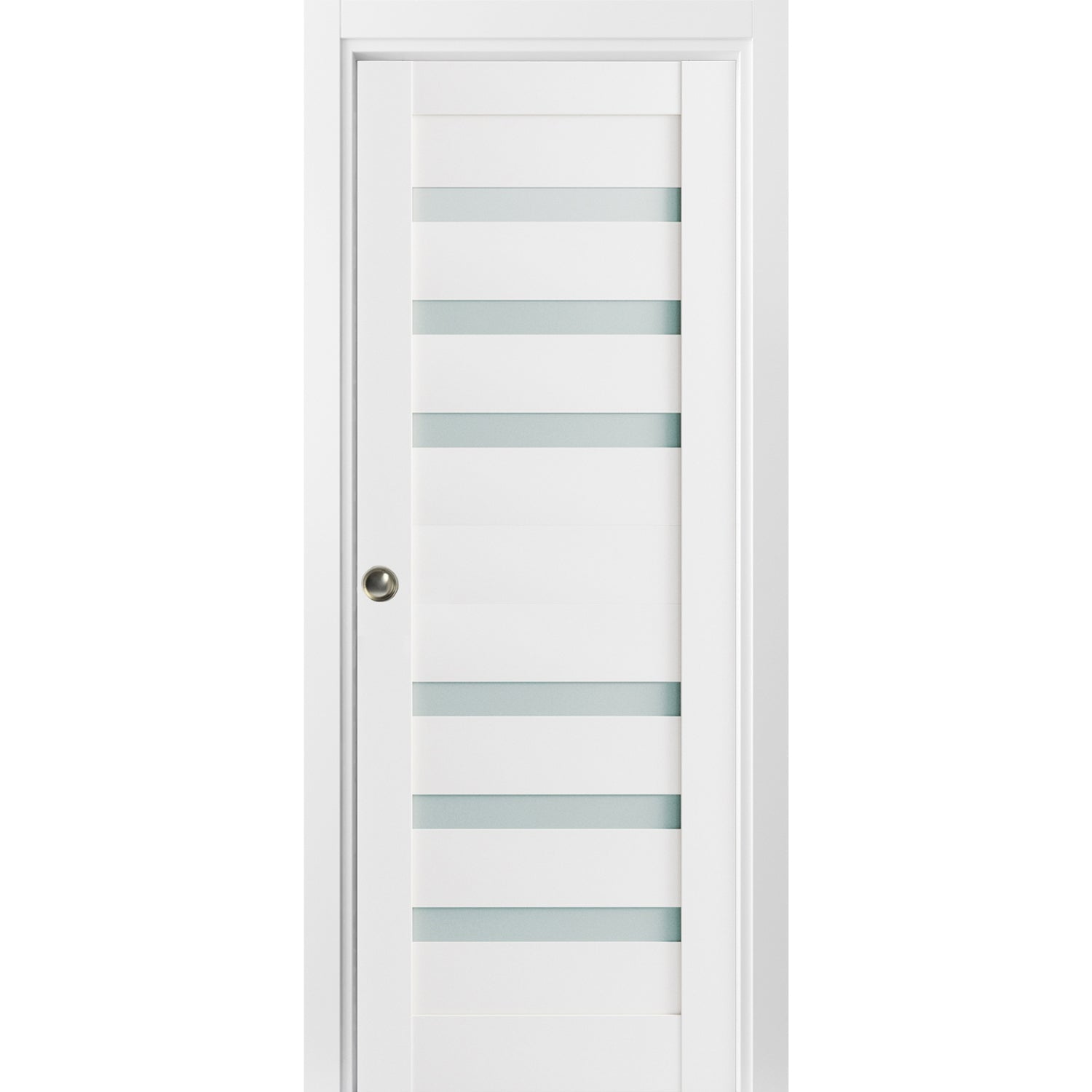 Sliding French Pocket Door 32 x 84 inches with Frosted Glass | Quadro ...