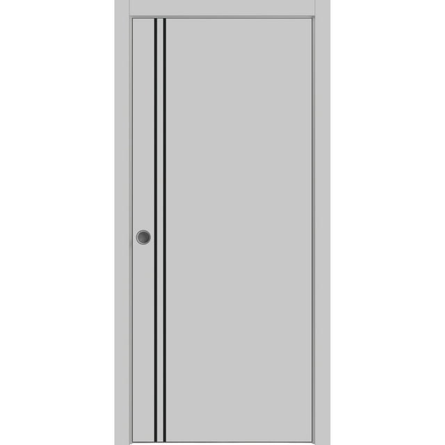 Sliding French Pocket Door 36 x 96 inches with | Planum 0016 Grey Matte ...