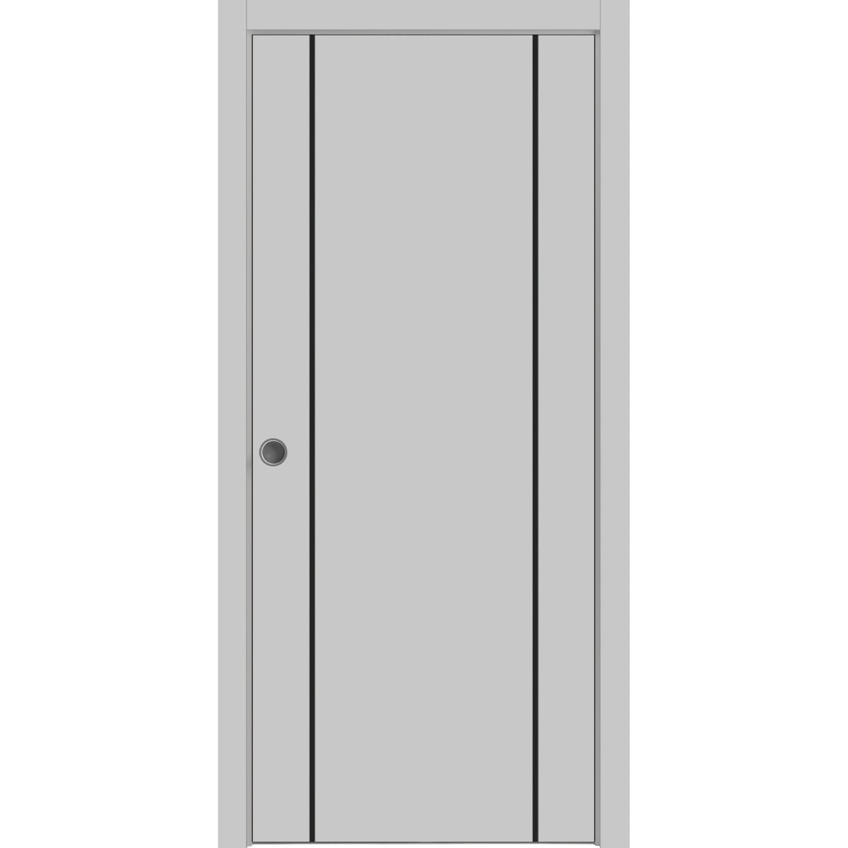Sliding French Pocket Door 36 x 96 inches with | Planum 0016 Grey Matte ...