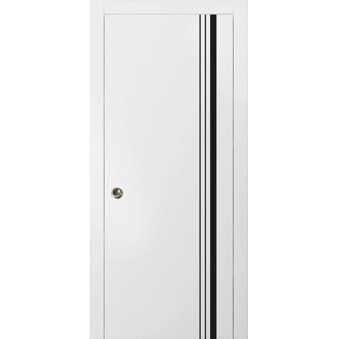 Sliding French Pocket Door 42 x 80 inches with | Planum 0011 White Silk ...