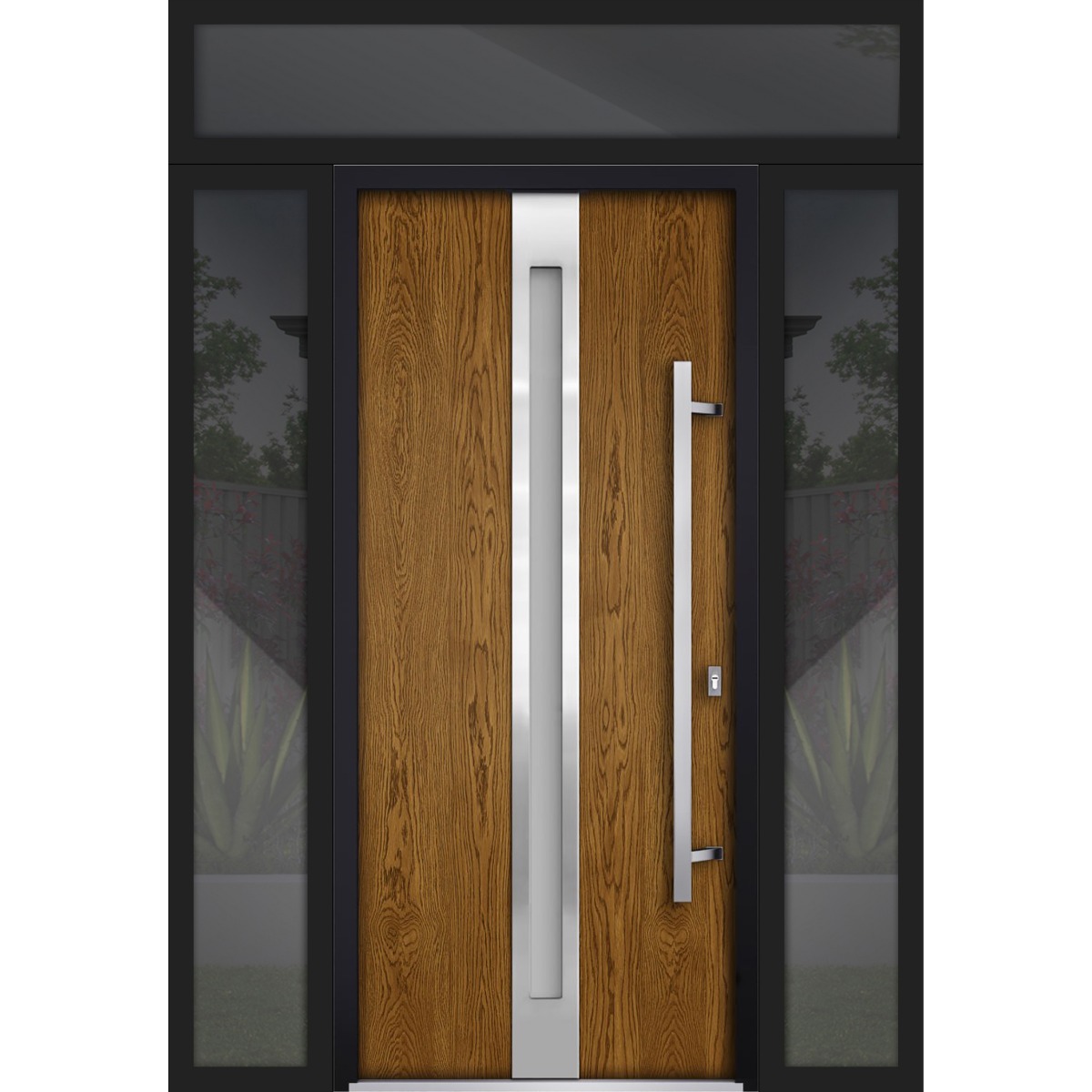Front Exterior Prehung Steel Door / Deux 1744 Natural Oak / 2 Side and ...