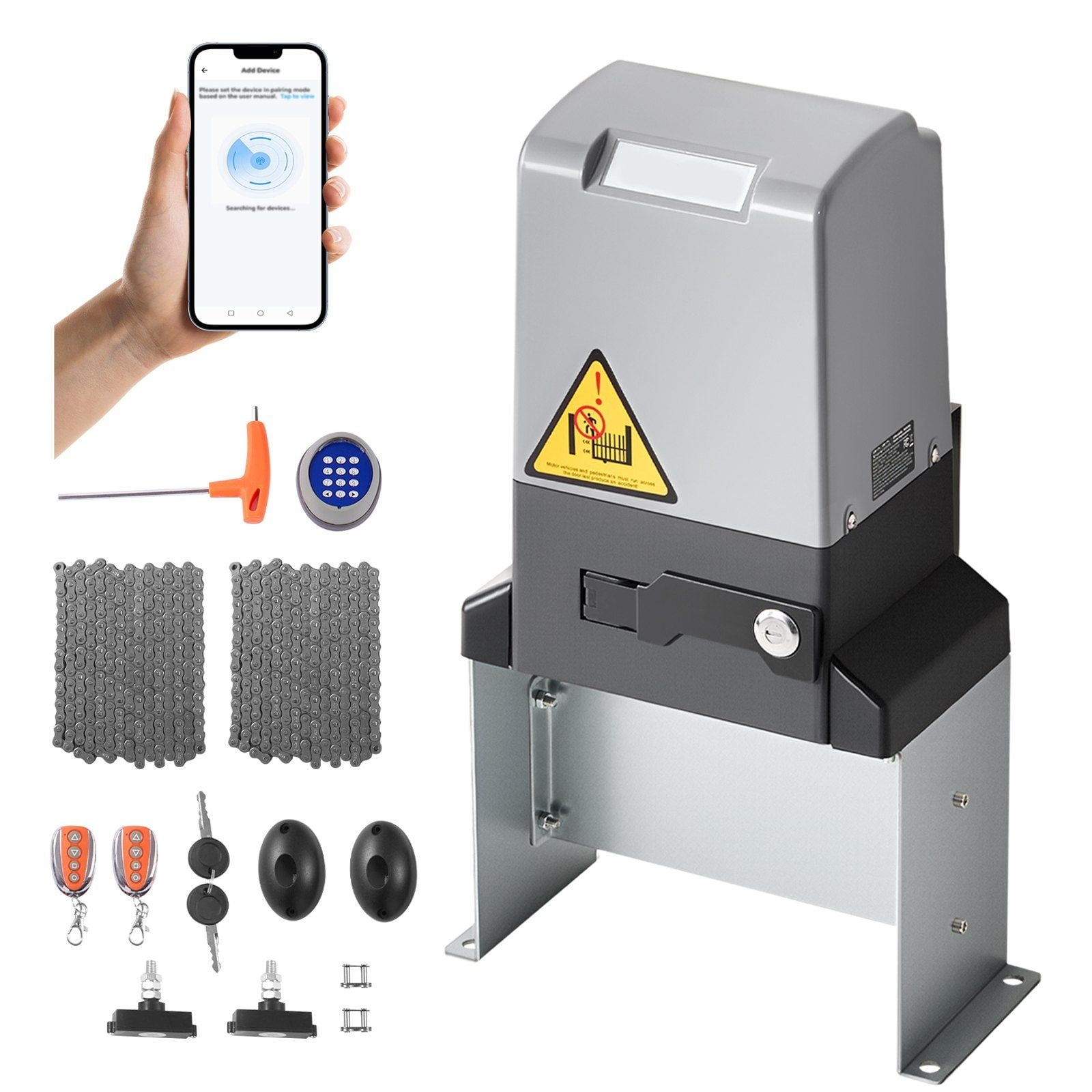 Sliding Gate Opener 900W, 4409lbs Chain Drive, Electric Gate Kit with 2 ...