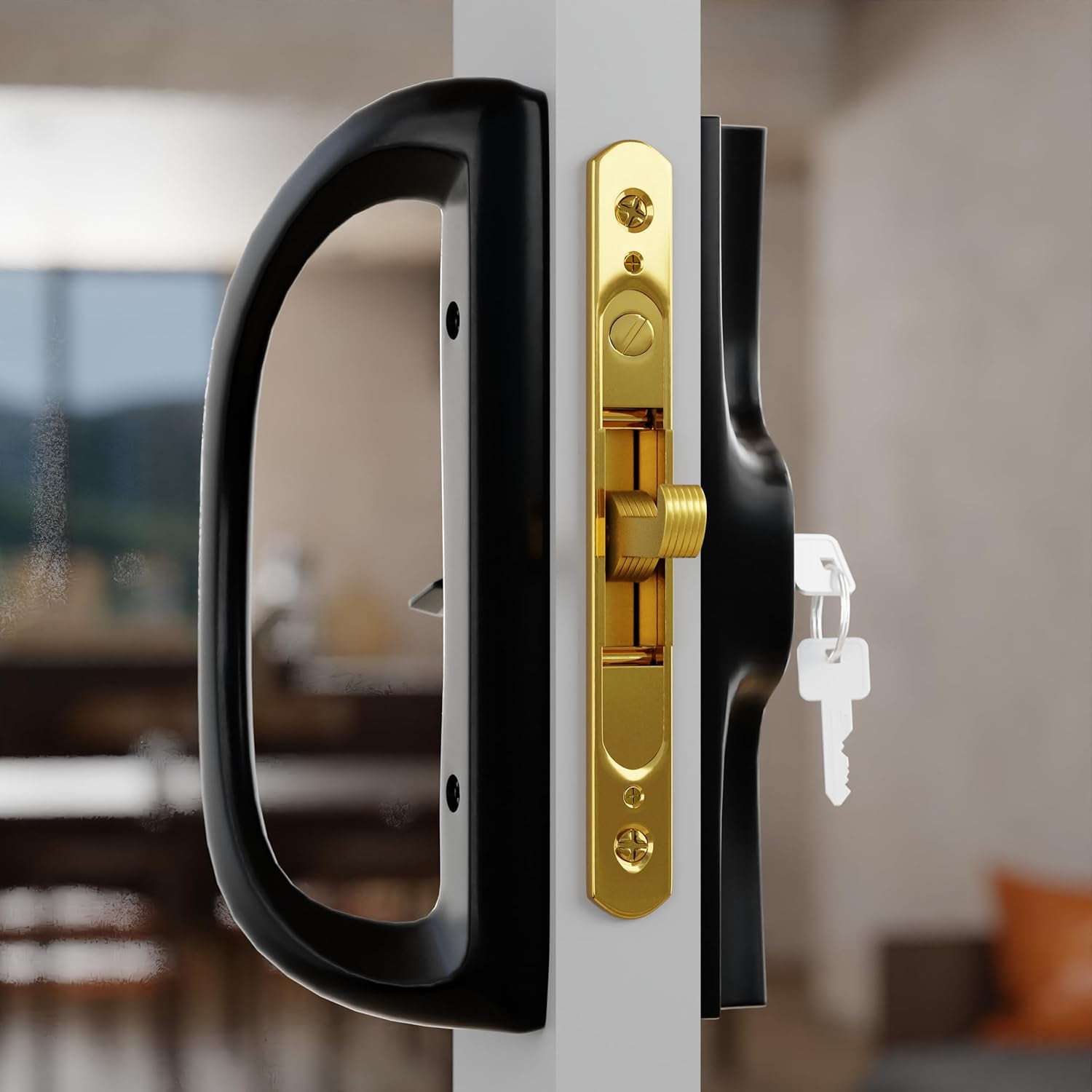 Sliding Glass Door Handle Set with Mortise Lock - Key Cylinder and ...
