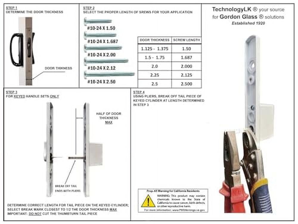Sliding Glass Patio Door Handle Set, Mortise Type, B-Position, Off ...