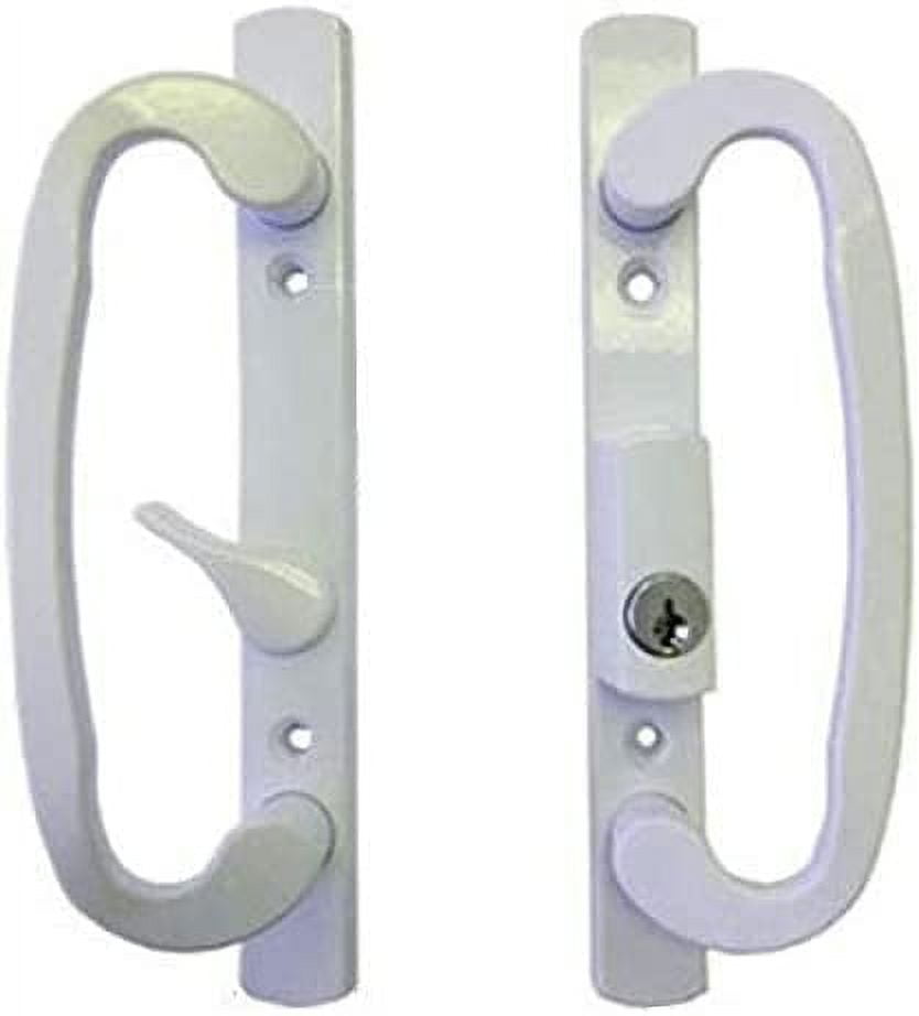 Sliding Glass Patio Door Handle Set, Mortise Type, Keyed, White, 3-15/ ...
