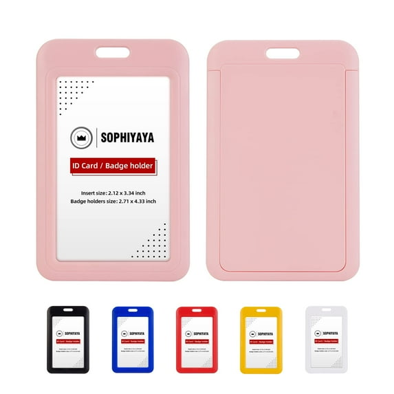 Sliding ID Card Sleeve 2 Pack, Hard Plastic Vertical Holder for Work ...