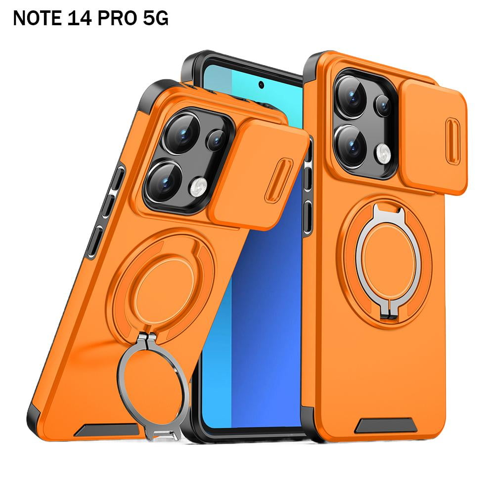 Sliding Lens Protection Phone Case with Bracket For Red-mi Note 14 P6O0 ...