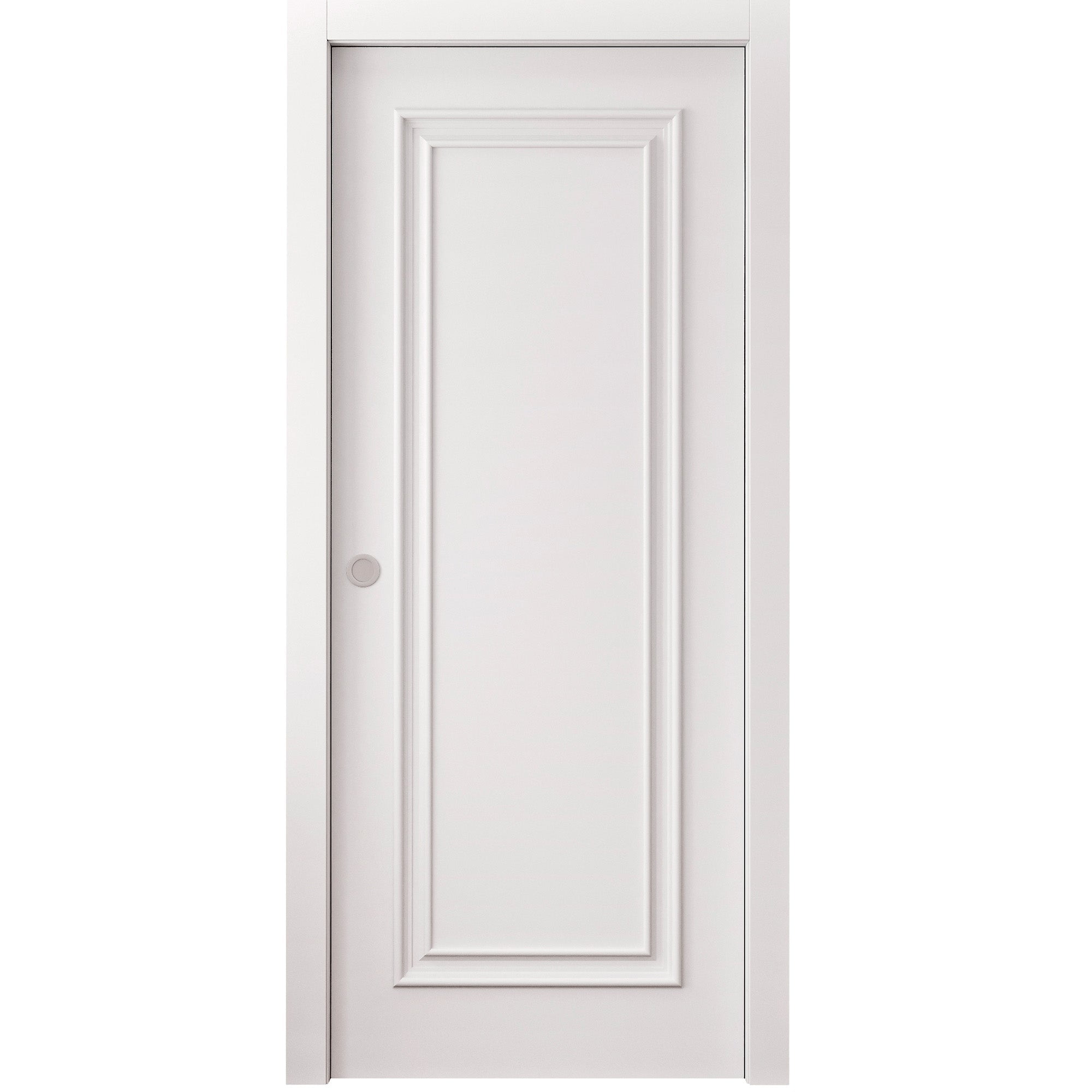 Sliding Pocket Door 18 x 84 inches | CLASSIC 1189 White Enamel | Kit Rail Hardware | Solid Wood ...