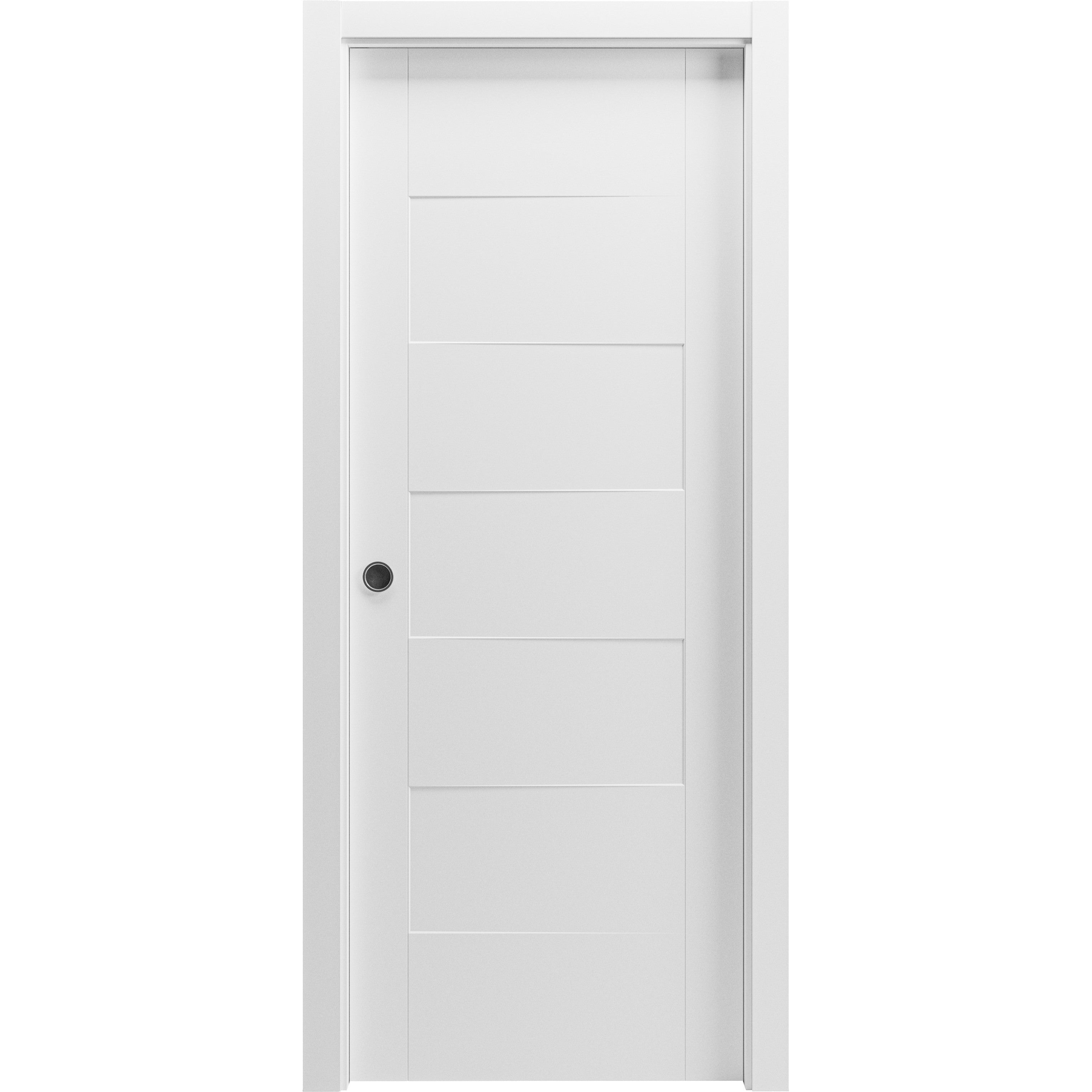 Sliding Pocket Door 18 x 84 inches / Mela 0755 Painted White / Kit Rail ...