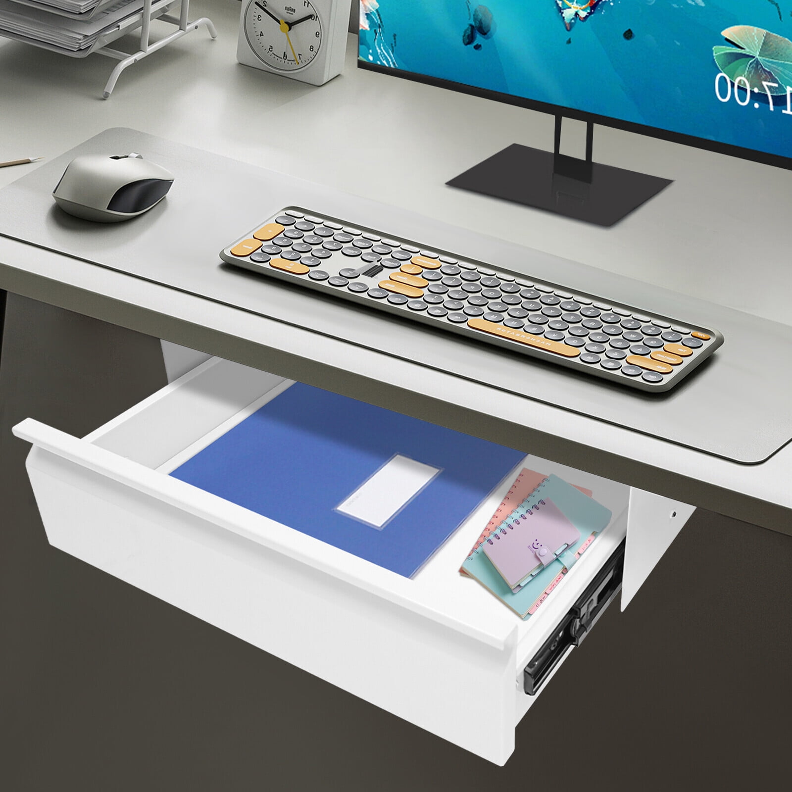 Sliding Pull-Out Drawer Organizer for Under-Desk Storage and Tidy ...
