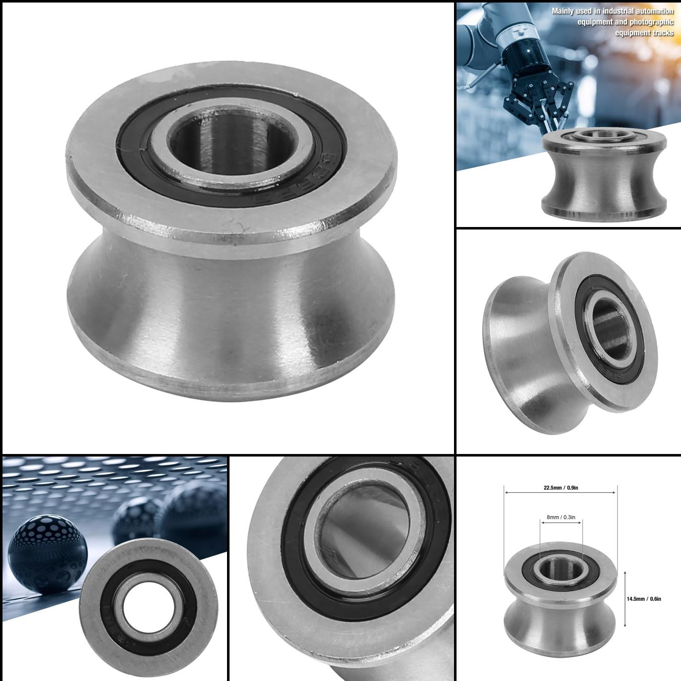 Sliding Roller Bearing, 8x22.5x14.5mm U Shaped Bearing, Low Noise For ...