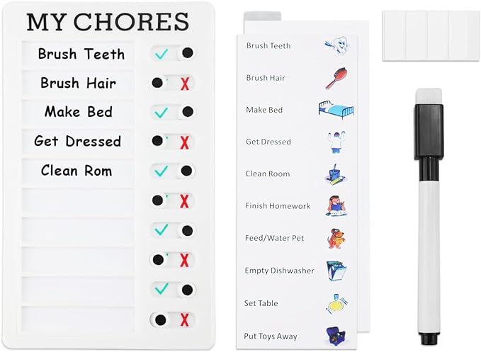 Sliding Routine Chores Chart, Detachable Dry Erase Chore Chart Schedule Board Dry Erase to Do ...