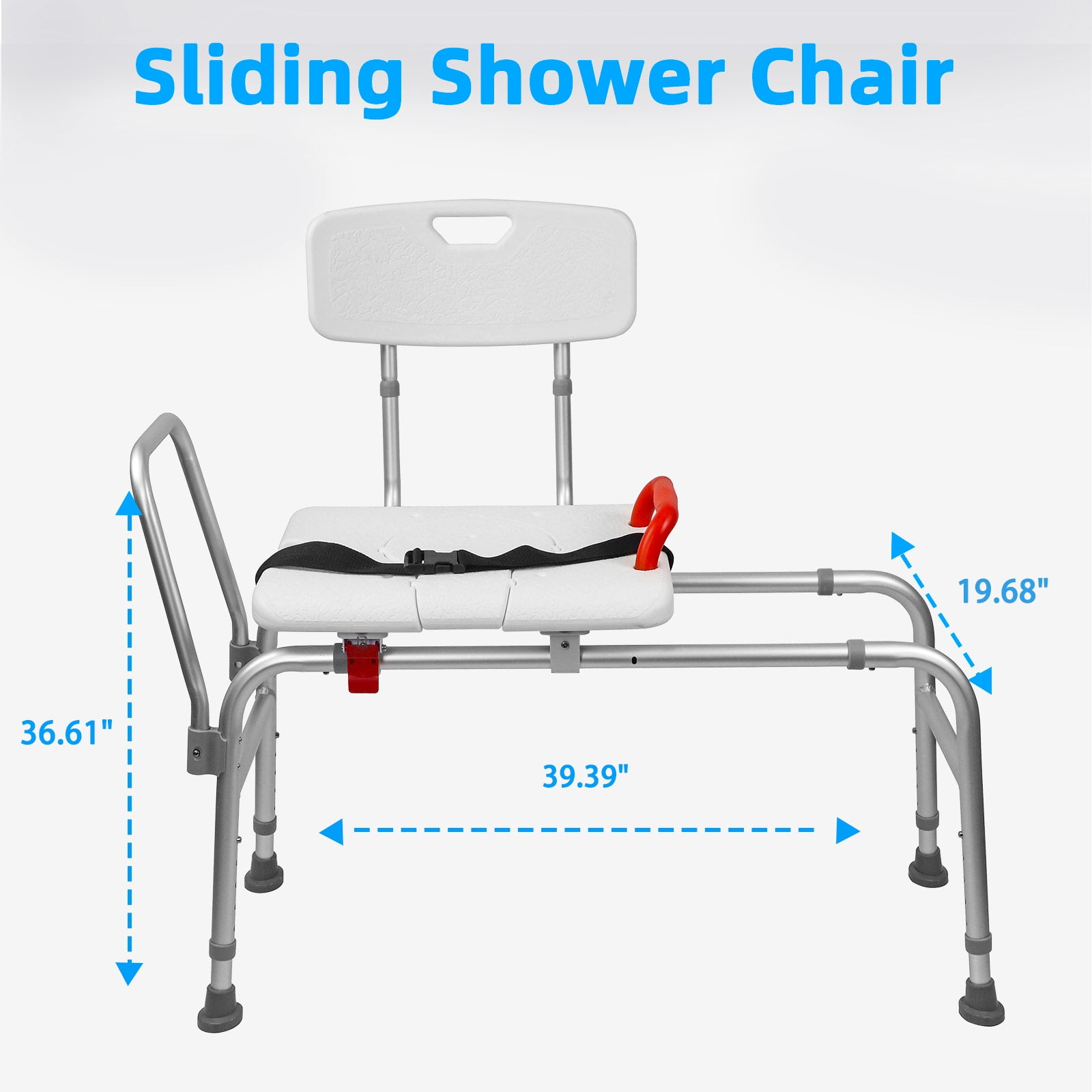 Sliding Shower Chair 320lbs for Elderly and Disabled, Adjustable Height ...