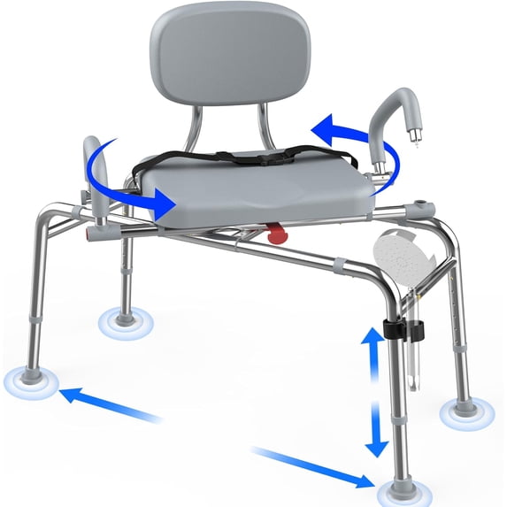 Sliding Shower Chair Tub Transfer Bench with Seat -Slip Design with ...