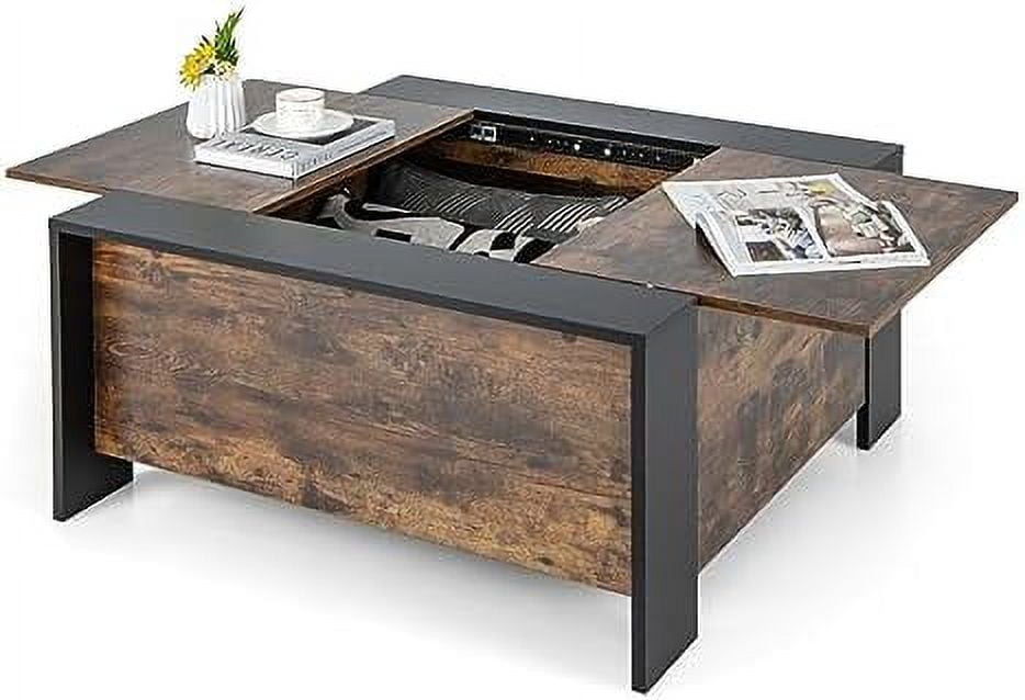 Sliding Top Coffee Table with Hidden 36.5\u201D Pull Out Center Table w ...