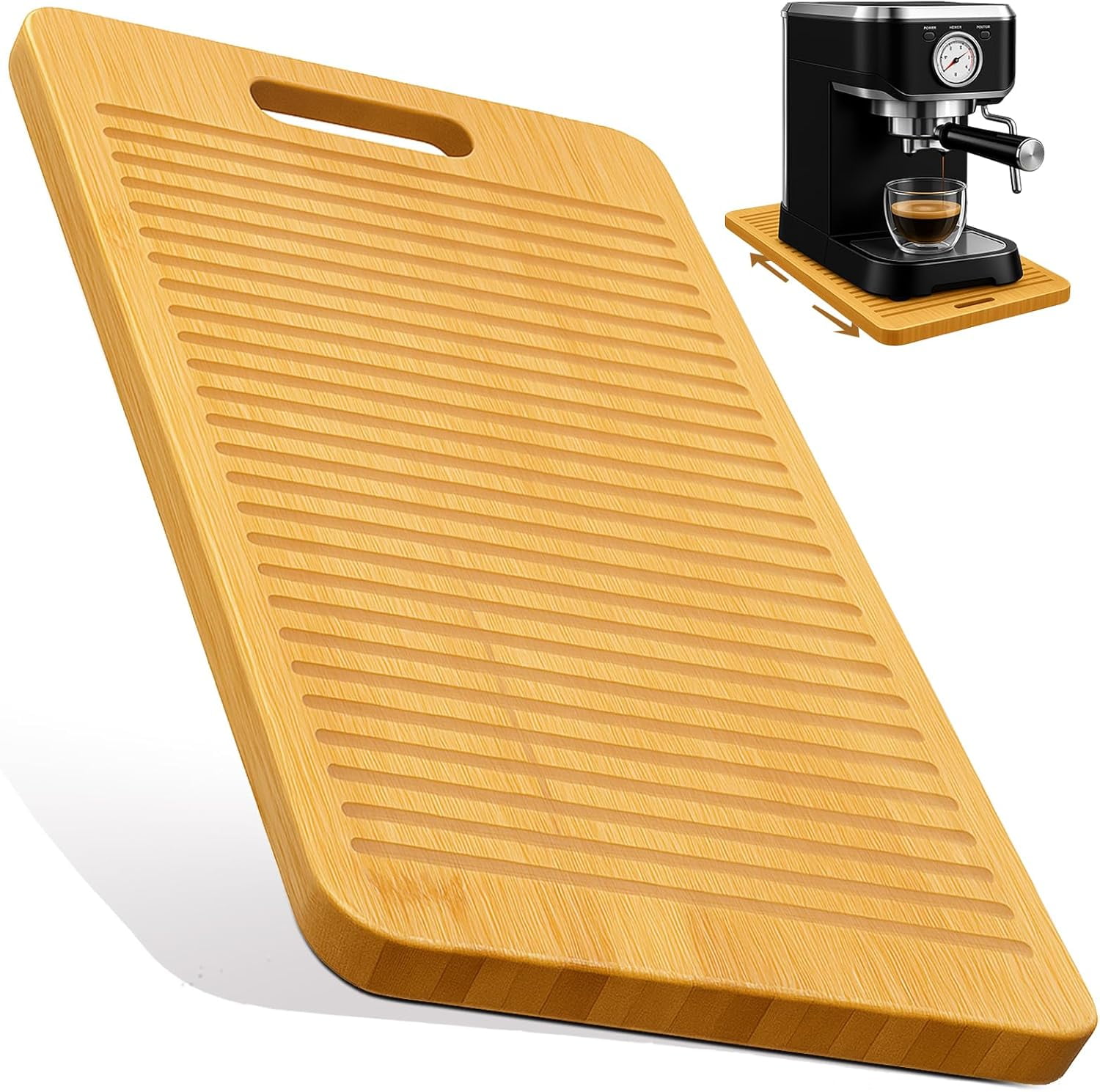 Sliding Tray for Coffee Maker, Appliance Slider Bamboo with Rolling ...
