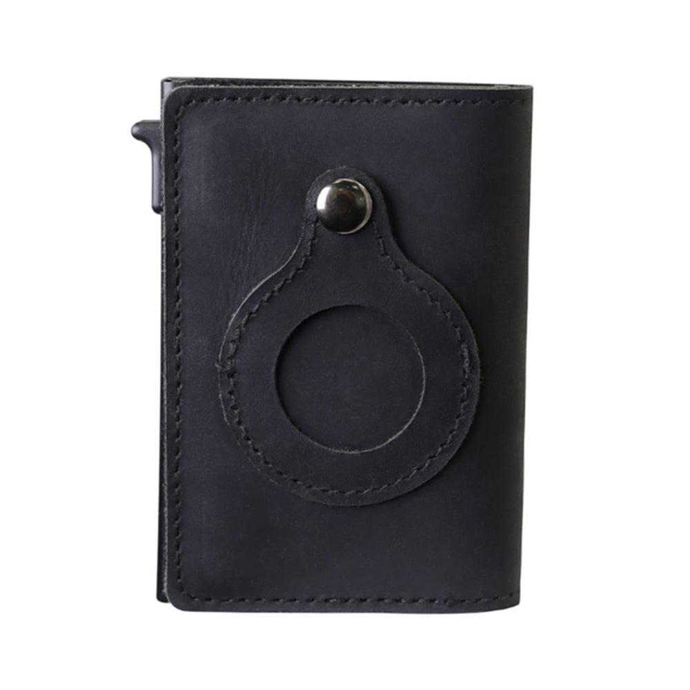 Sliding Wallet Automatic Pop-up Genuine Leather Cash Credit Card Wallet ...