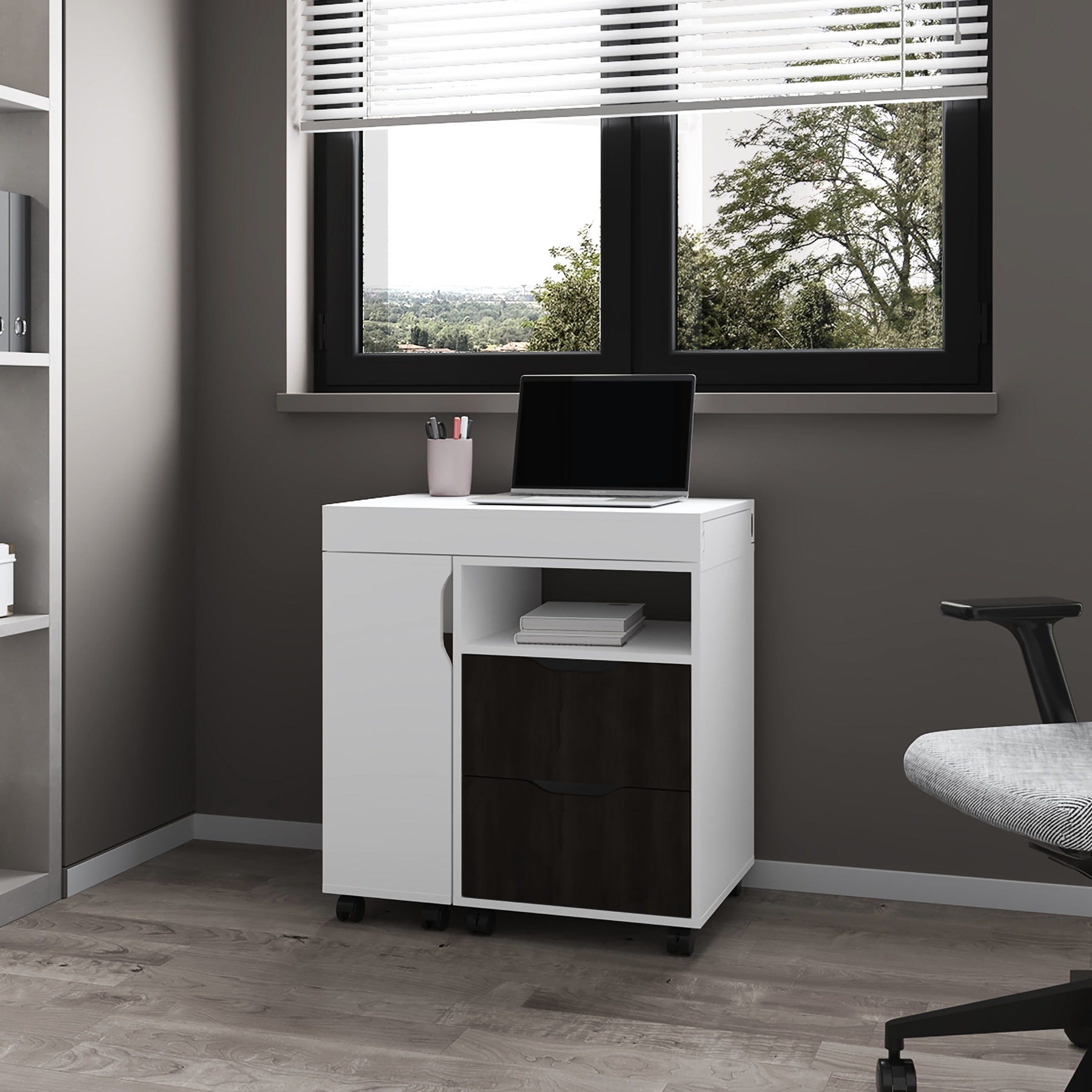 Sliding extendable surface and two storage drawers - Suitable for ...