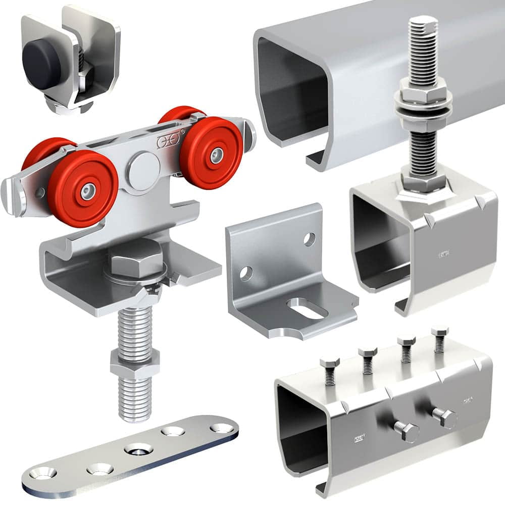 Sliding exterior door hardware kit - 2x76-inch galvanized steel track ...