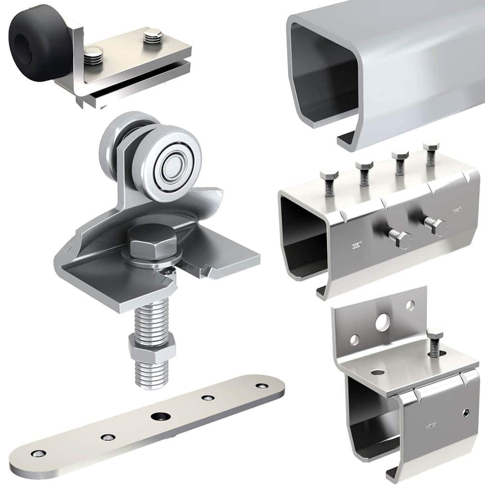 Sliding exterior door hardware kit - 2x76-inch galvanized steel track ...