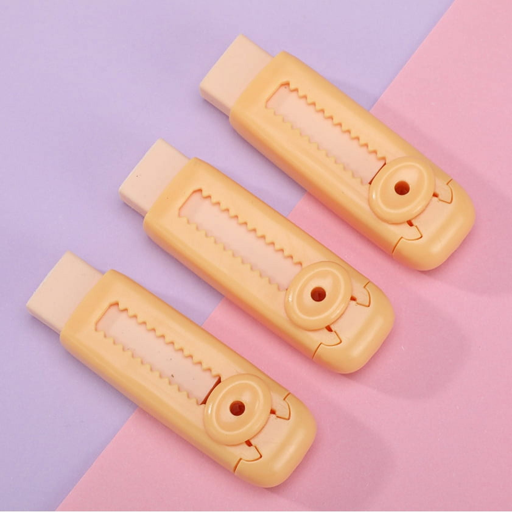 Sliding retractable pencil eraser with plastic sleeve, assorted soft ...