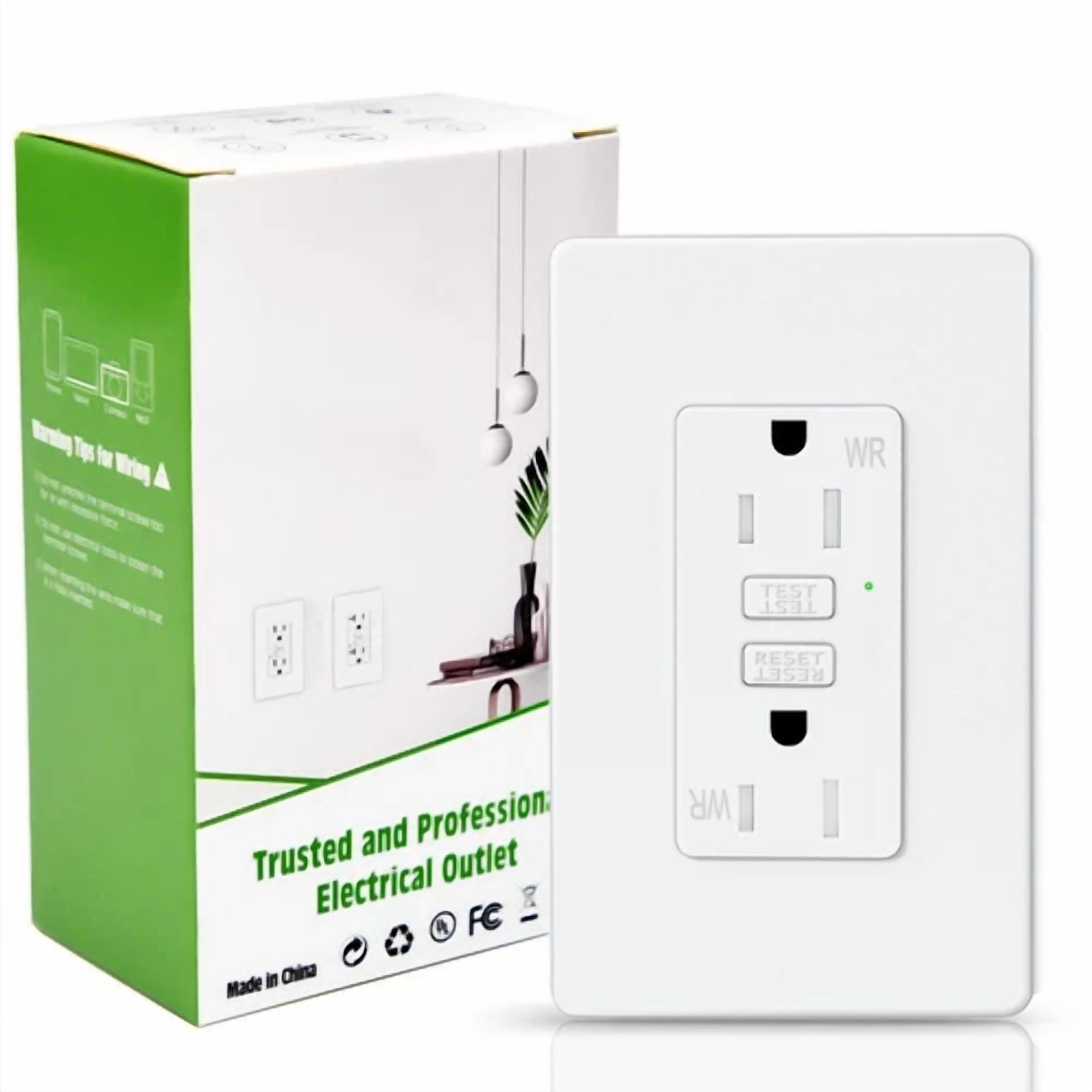 Slim 15 Amp Gfci Outlet Gfi Receptacle Led Indicator Tr Wr With Decora ...