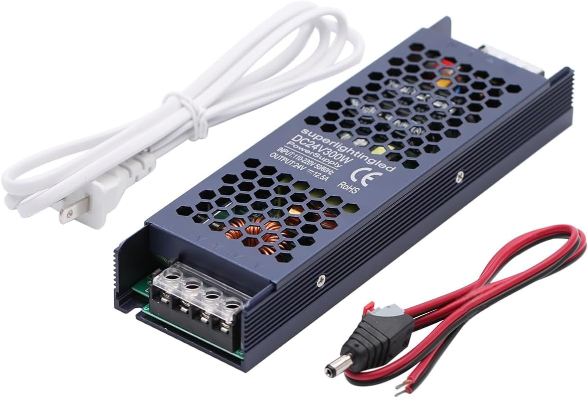 Slim 24V 300W Switching LED Power Supply LED Strip Driver Transform AC110V/220V to DC24V, with ...