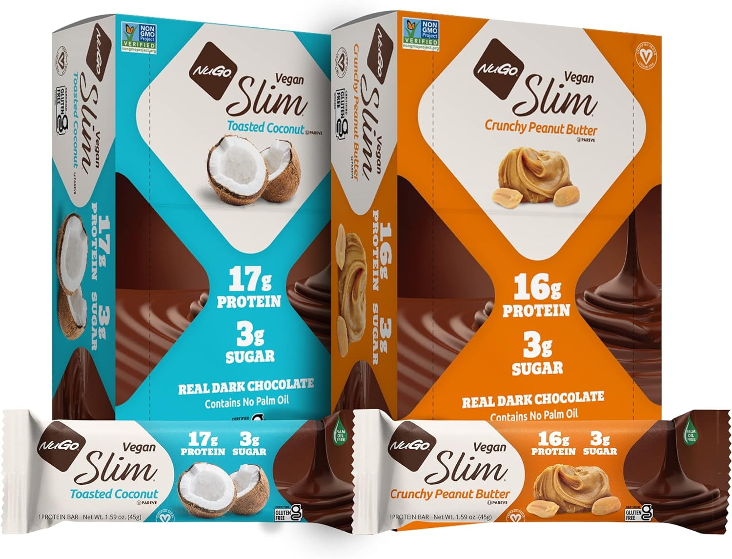 Slim 24ct Vegan Variety - Crunchy Peanut Butter 12 bars & Toasted ...