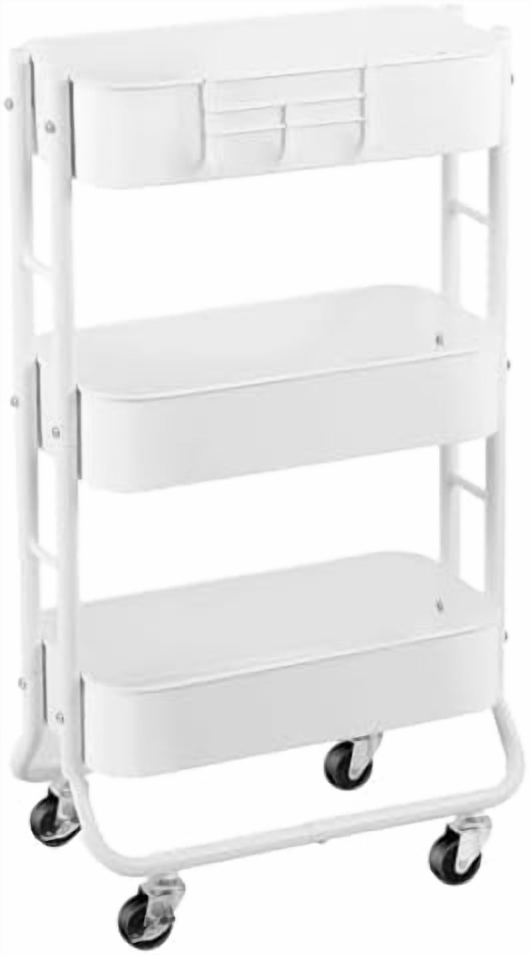 Slim 3-Tier Rolling Utility Cart, Narrow Metal Bathroom Storage ...