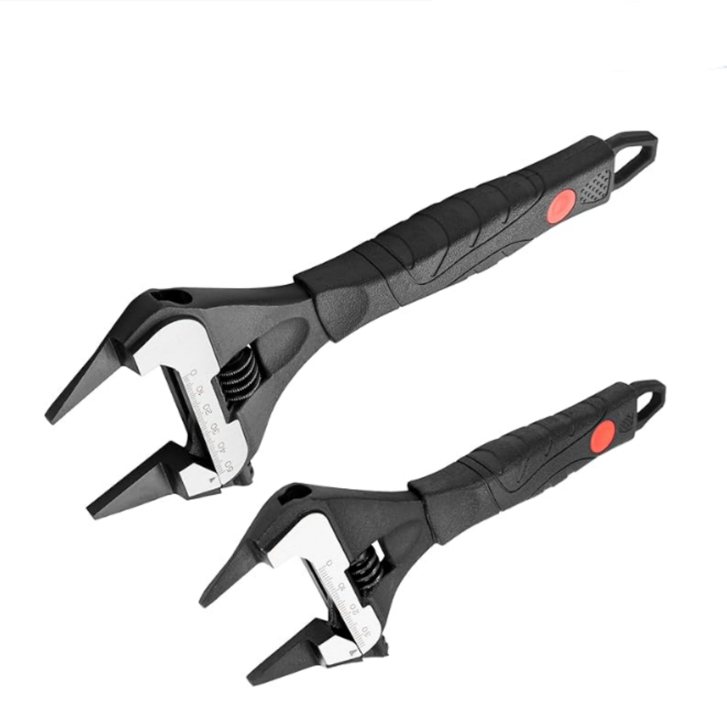 Slim Adjustable Wrench Set, 6" & 10" Wide Jaw Opening, Dual Scale With ...