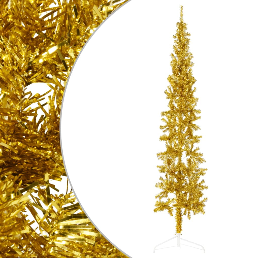 Slim Artificial Half Christmas Tree with Stand Gold 6 ft - Walmart.com