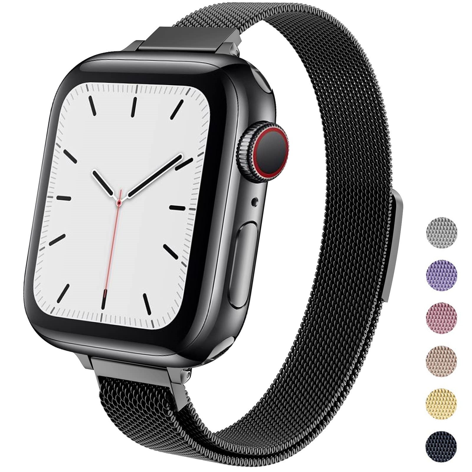 Slim Band for Apple Watch 38-45mm, Women's Steel Wristband, Magnetic ...