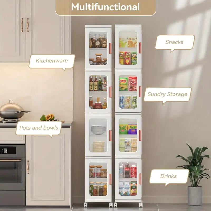 Slim Bathroom Locker with Door - 1/2/3/4 Layer Adjustable Plastic ...