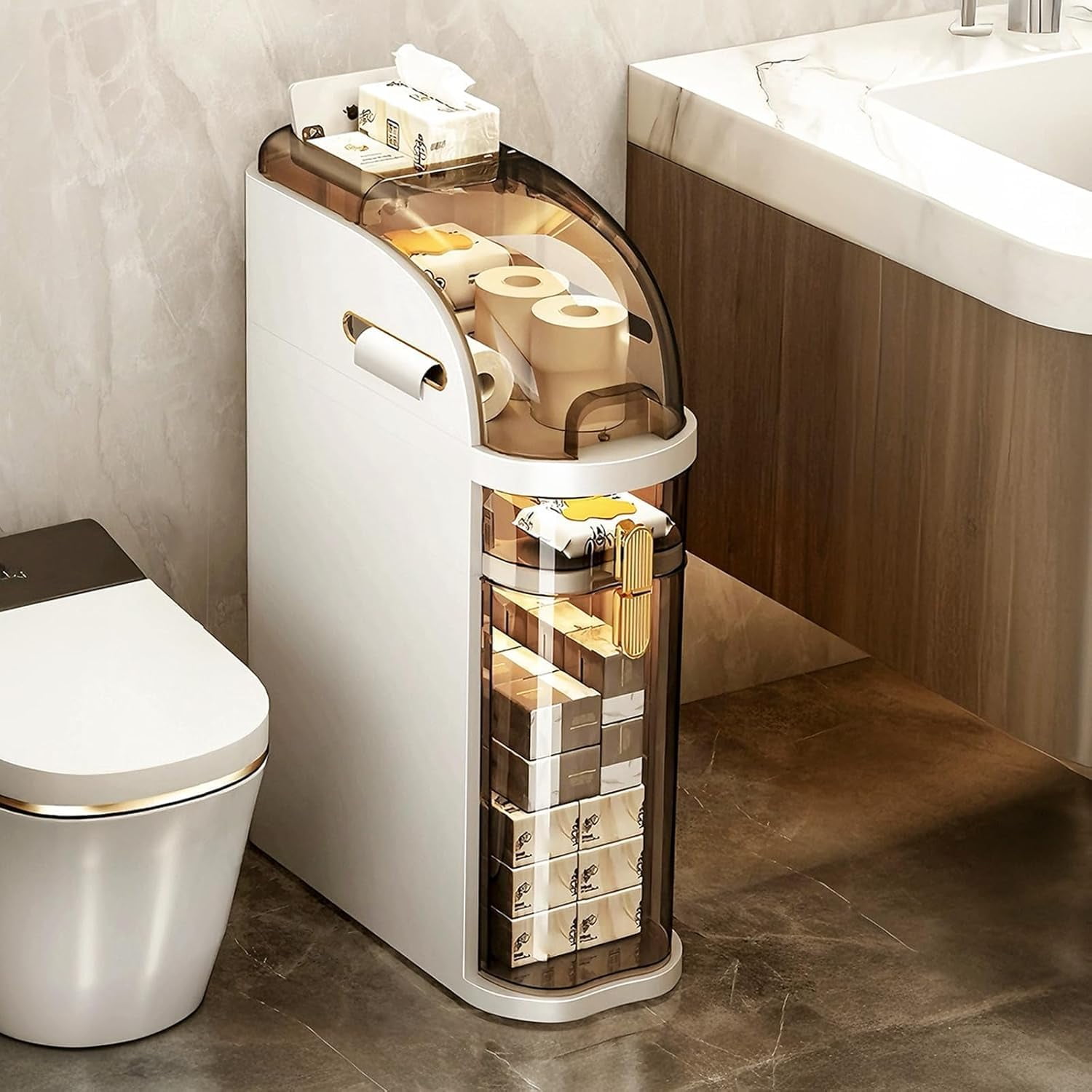 Slim Bathroom Storage Cabinet 7.1″ Narrow Plastic Drawers Organizer ...