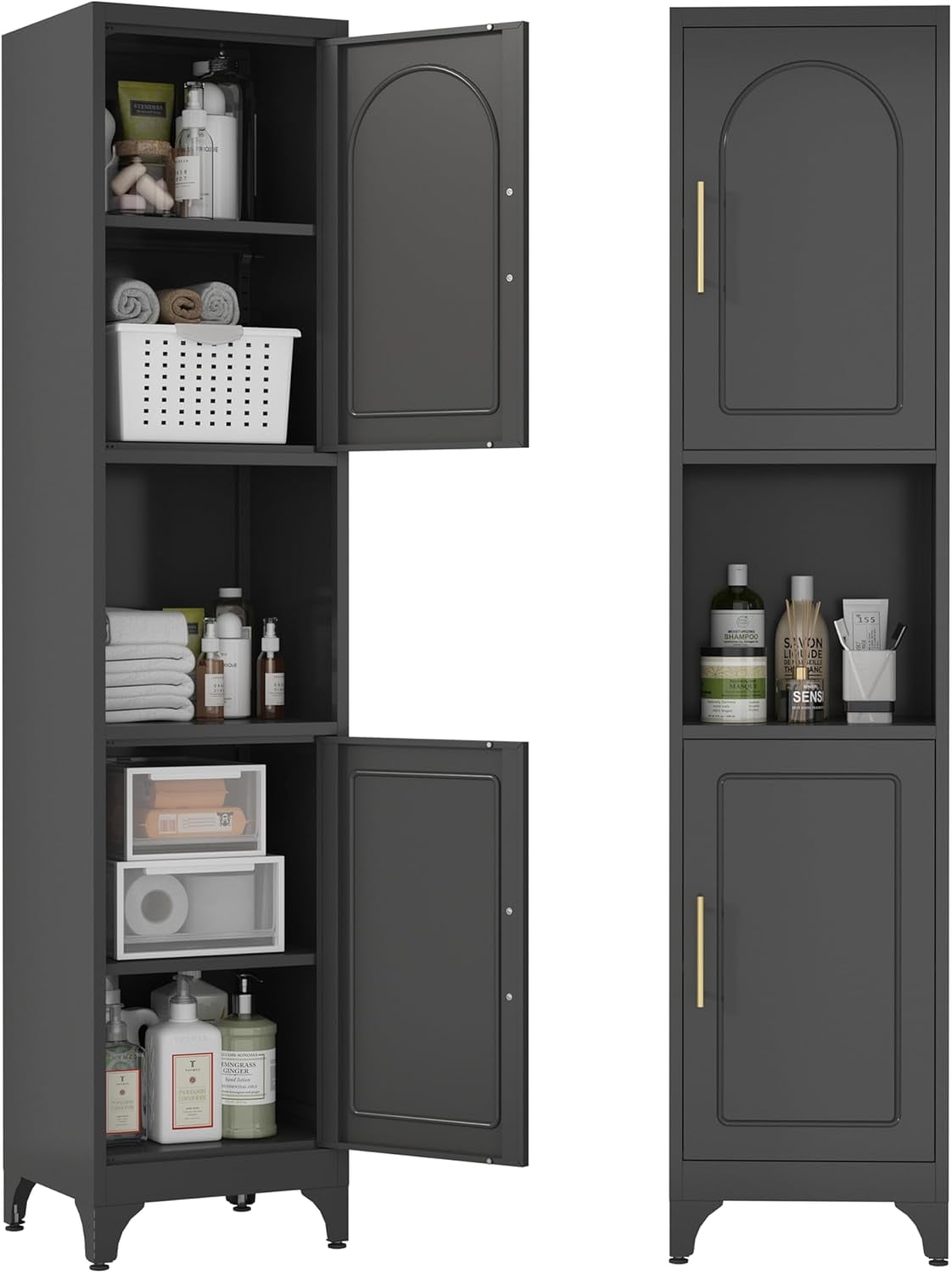 Slim Bathroom Storage Cabinet, 75" Tall Freestanding Narrow Cabinets ...