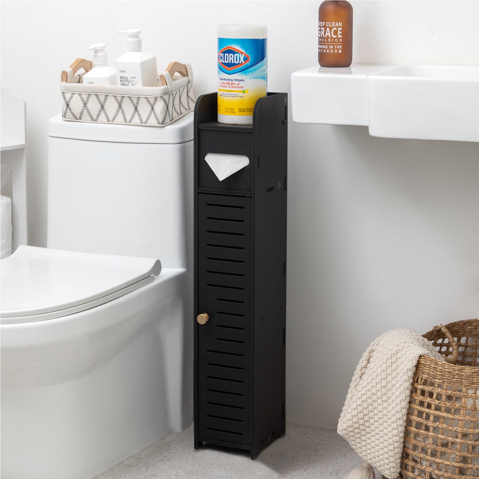 AOJEZOR Slim Bathroom Storage Cabinet for Small Spaces, Skinny Floor ...