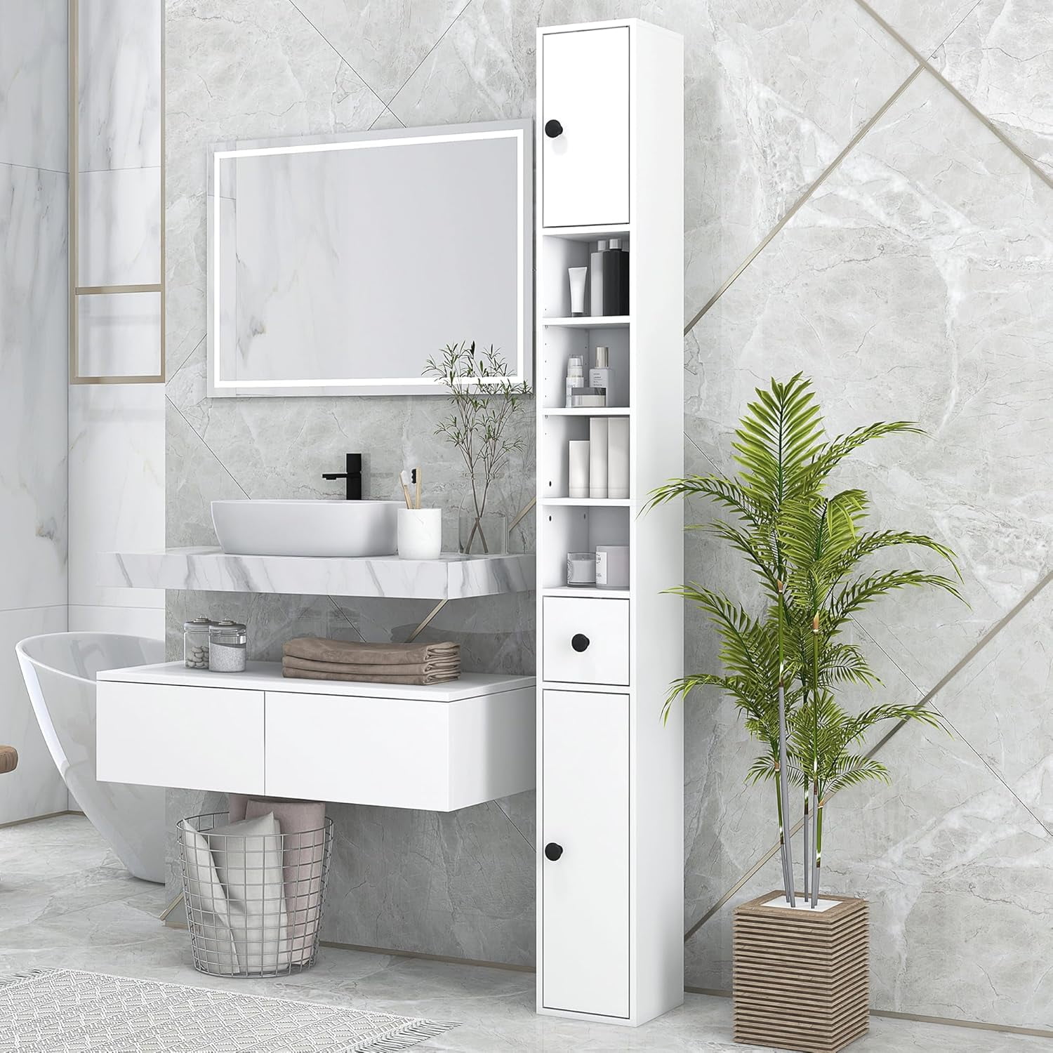Slim Bathroom Storage Cabinet, Narrow Bathroom Storage Cabinet with ...