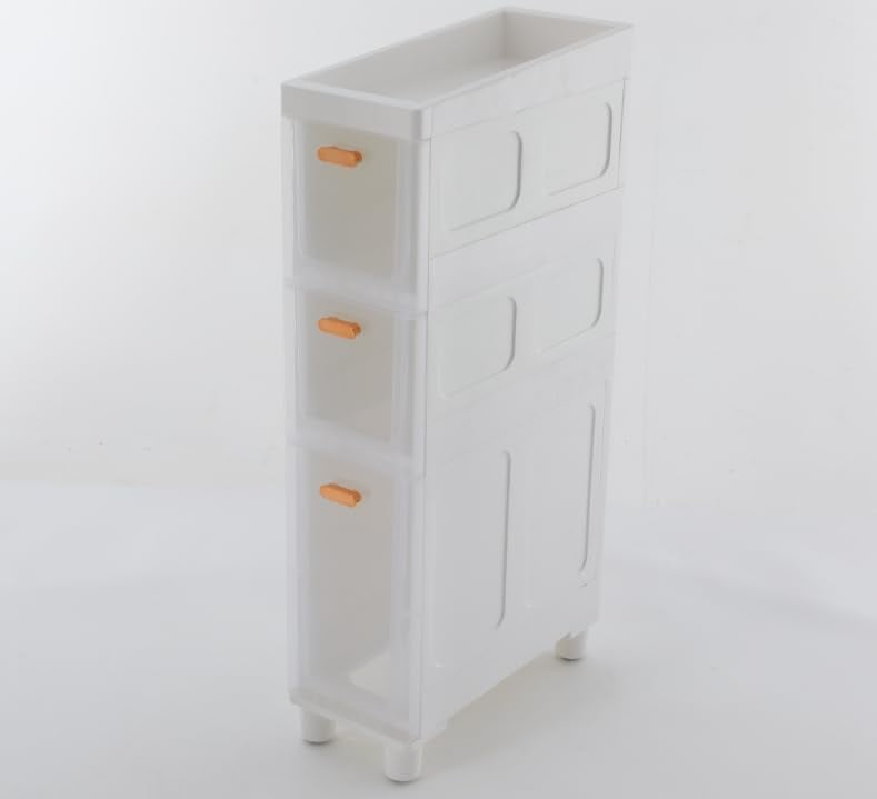 Slim Bathroom Storage Cabinet, Narrow Plastic Drawers Organizer with 3 ...