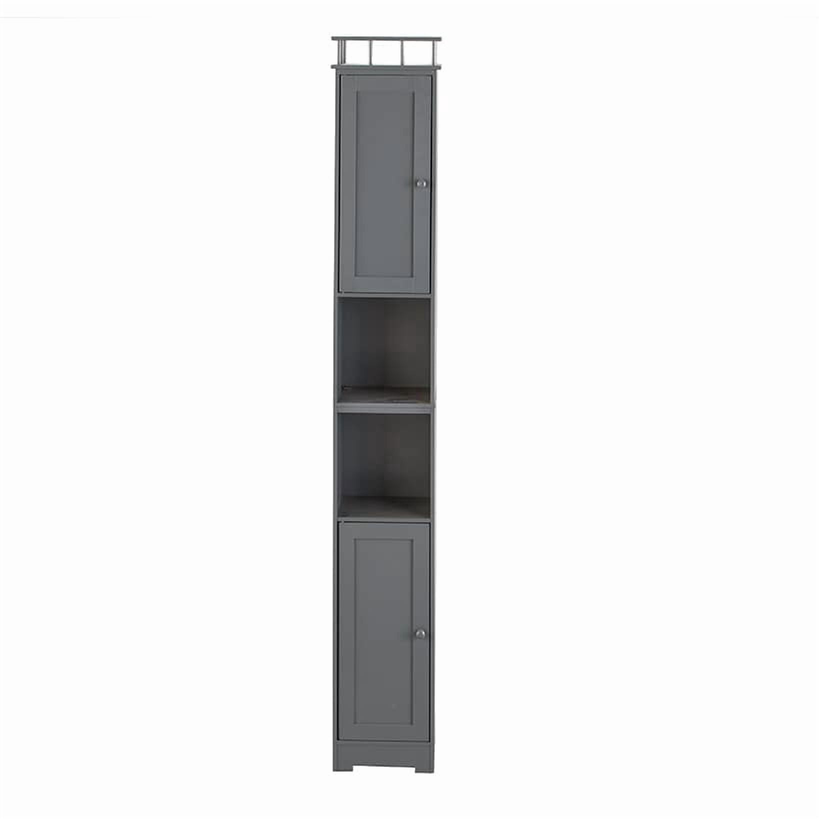 Slim Bathroom Freestanding Storage Cabinet with Shelves and Cupboards ...