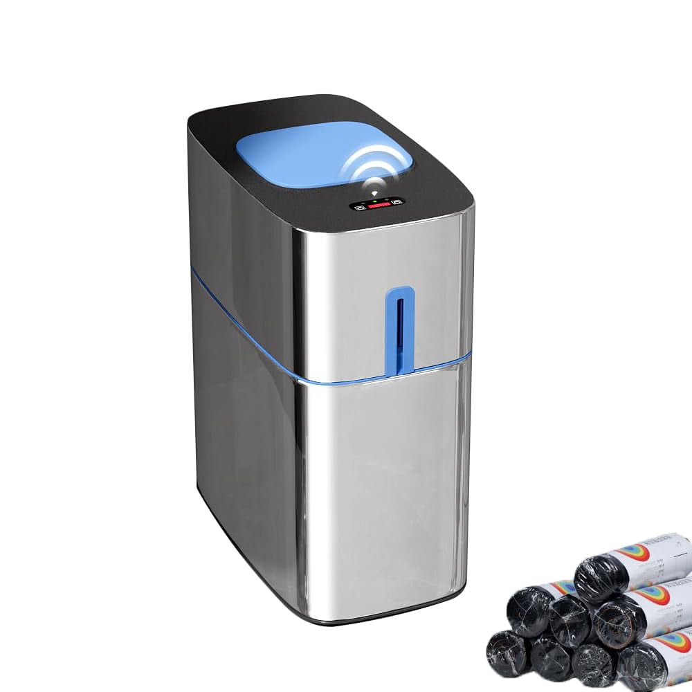 Slim Bathroom Trash Can Automatic Touchless,Small Stainless Steel ...