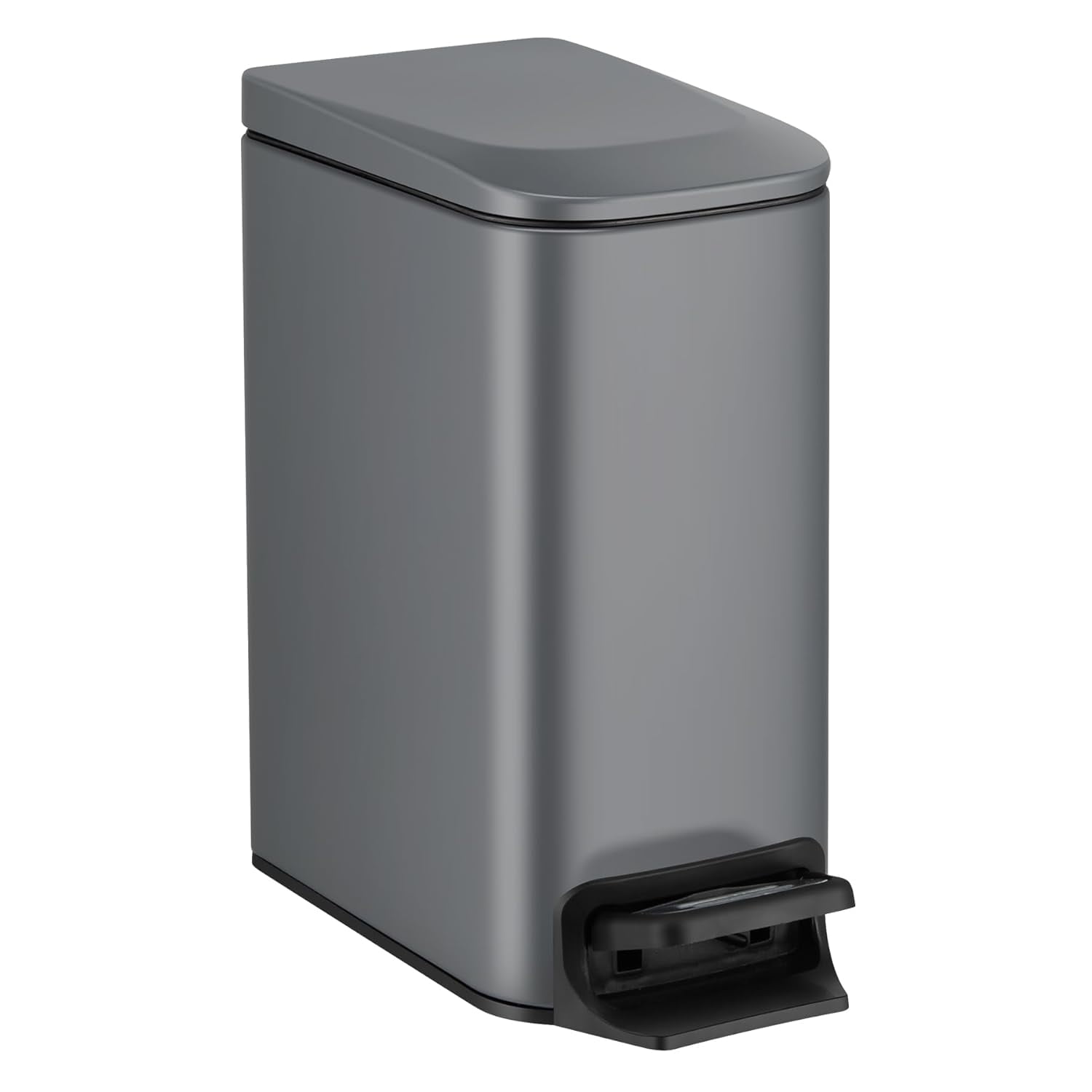 Slim Bathroom Trash Can with Lid Soft Close, 6 Liter / 1.6 Gallon ...